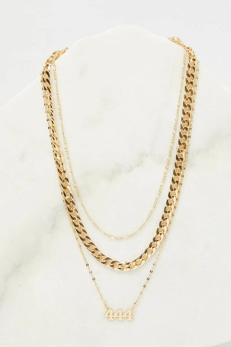 Gold 444 Angel Number Layered Necklace | Parallel