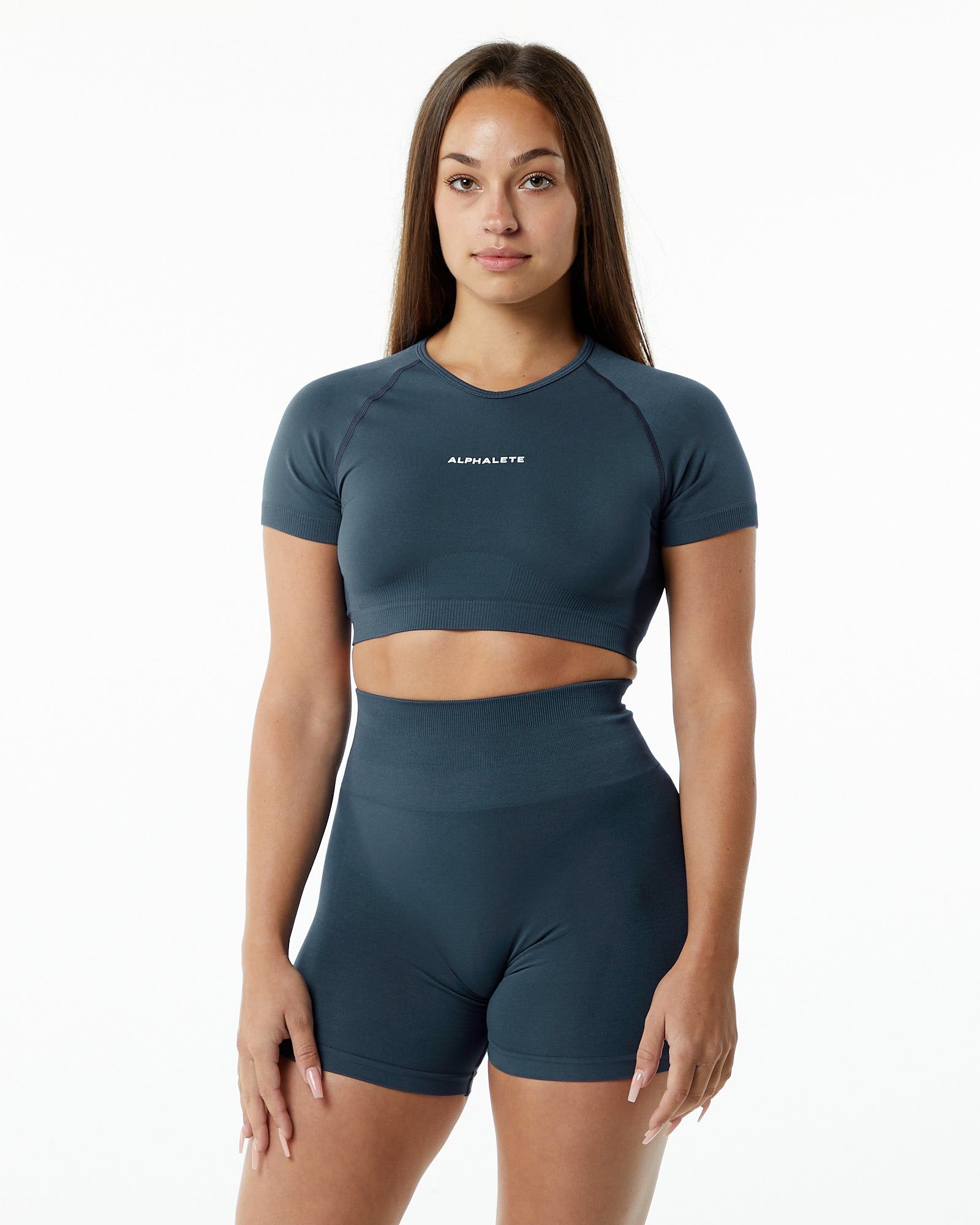 Amplify V-Neck Crop Top - Whale Blue | Parallel