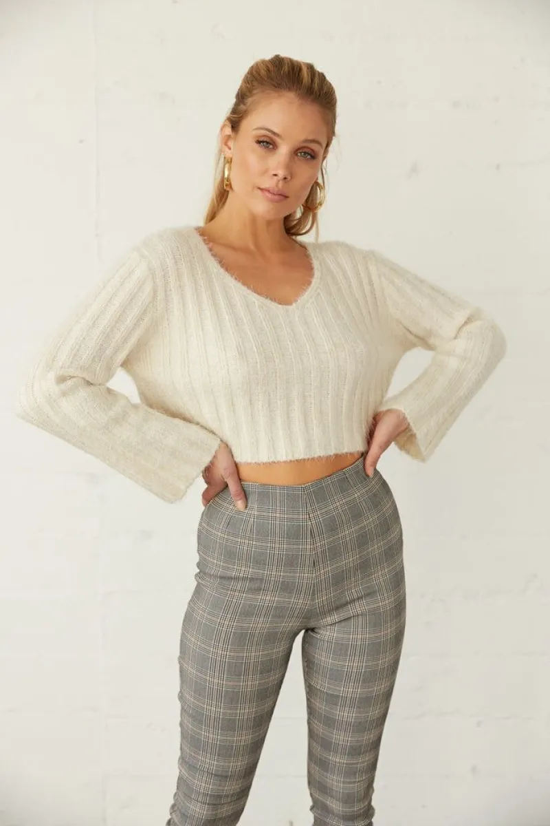 Georgia Fuzzy Crop Knit Sweater | Parallel
