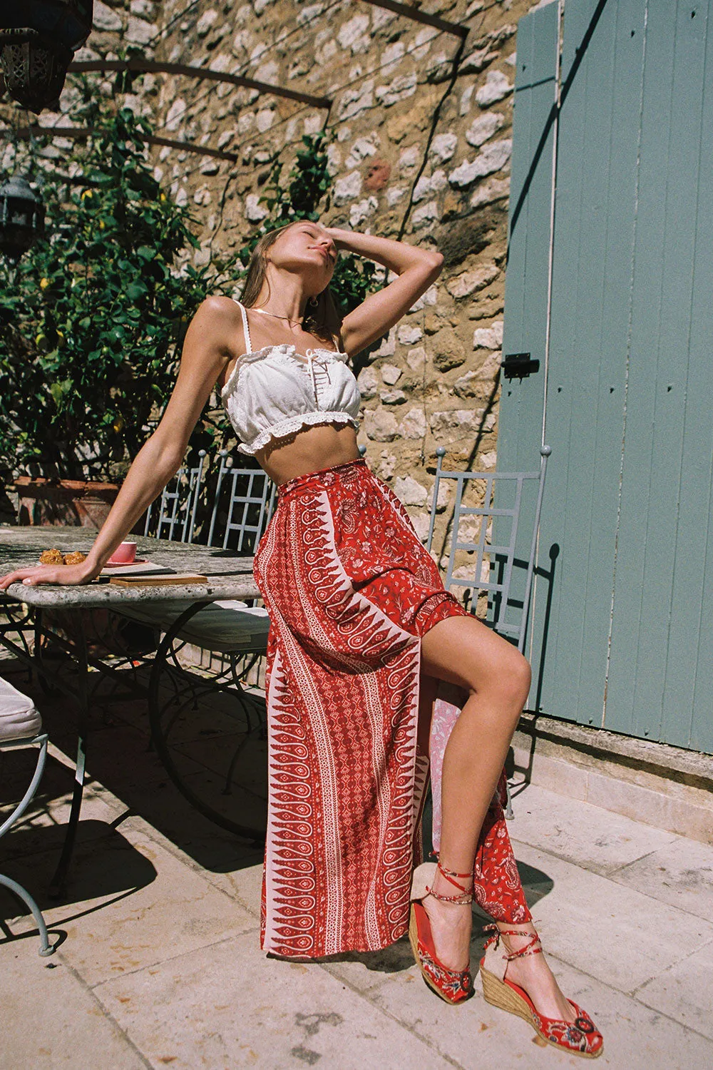 Angelis Maxi Skirt in Ruby | Parallel