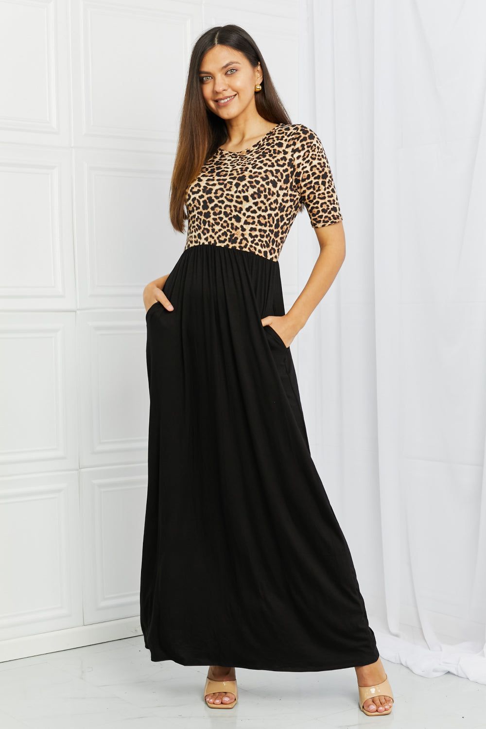 Celeste Essential Full Size Maxi Dress in Leopard | Parallel