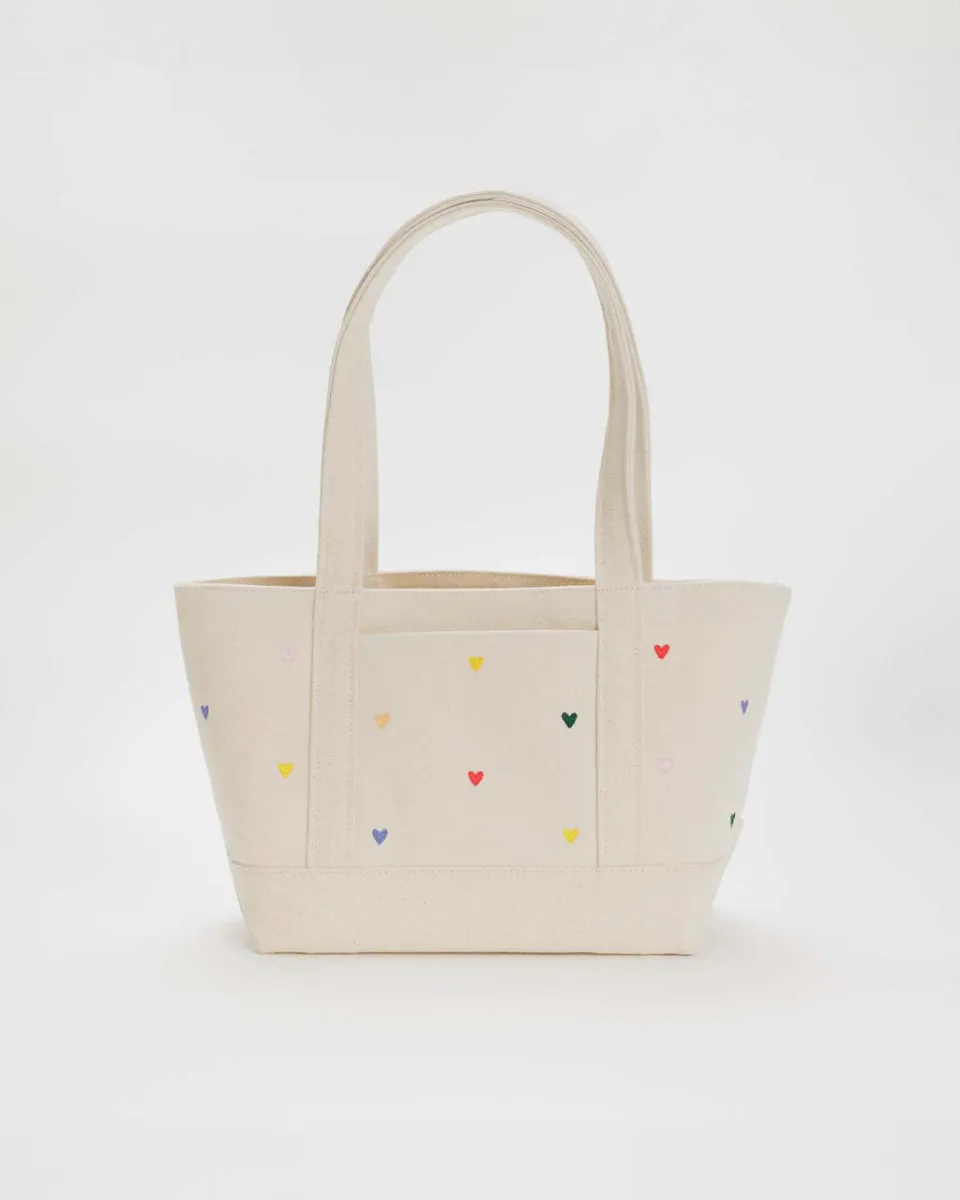 Small Heavyweight Canvas Tote - Embroidered Hearts | Parallel