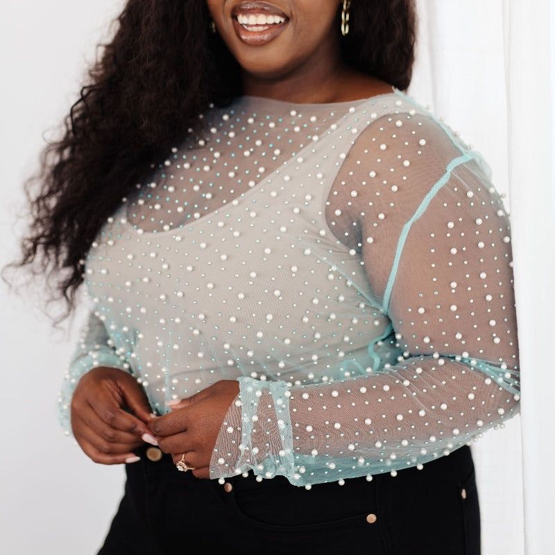 Light Blue Pearly Diver with Rhinestones Layering Top | Parallel