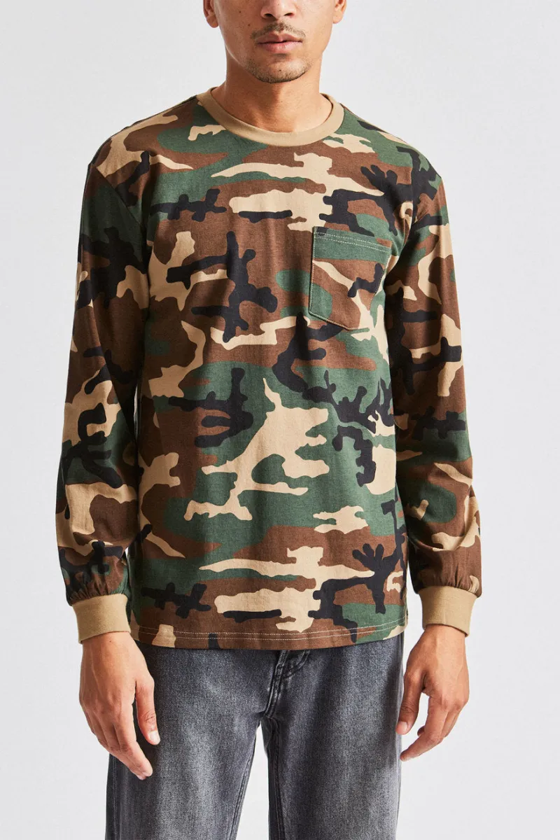 Basic L/S Pocket Tee - Woodland Camo | Parallel