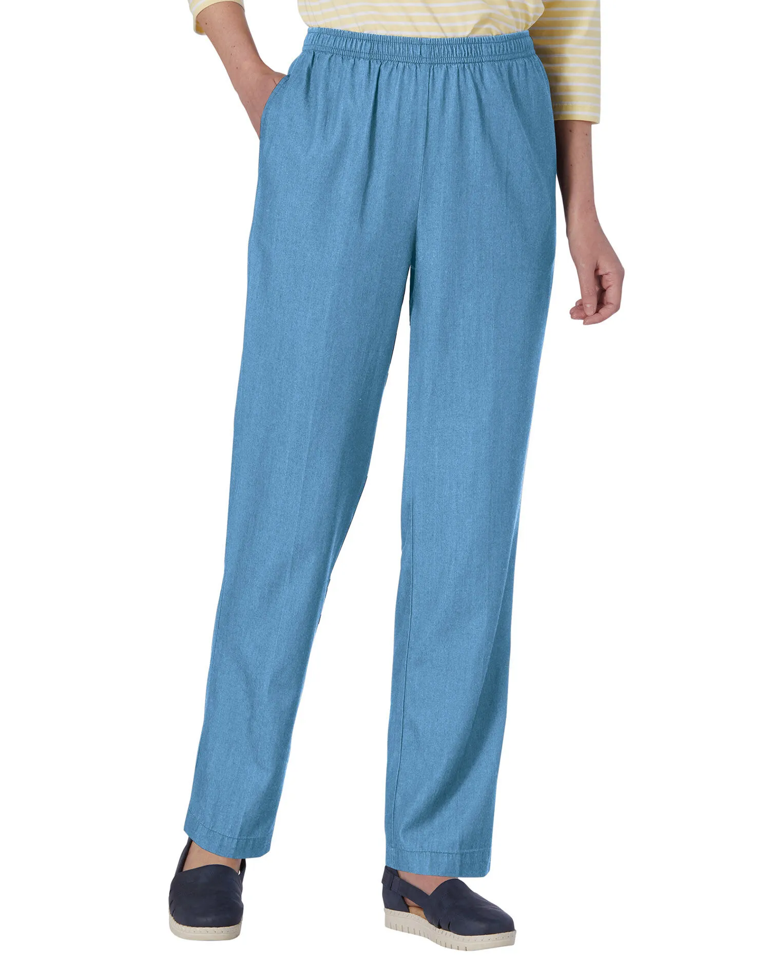 Appleseeds Women's Tencel/Cotton Easy Pants - Denim - PL - Petite ...