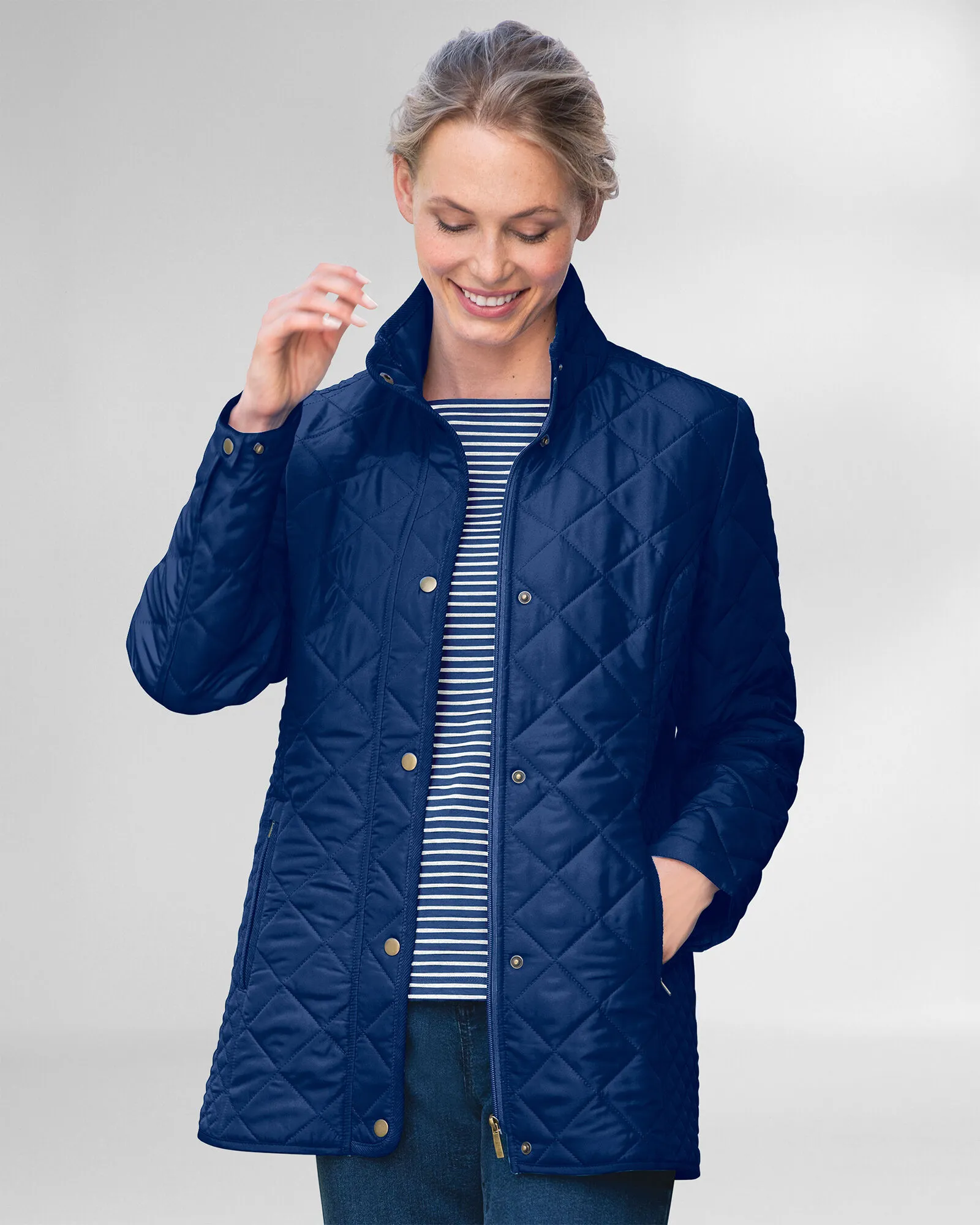 Appleseeds Women's Berkshire Quilted Jacket - Blue - S - Misses | Parallel