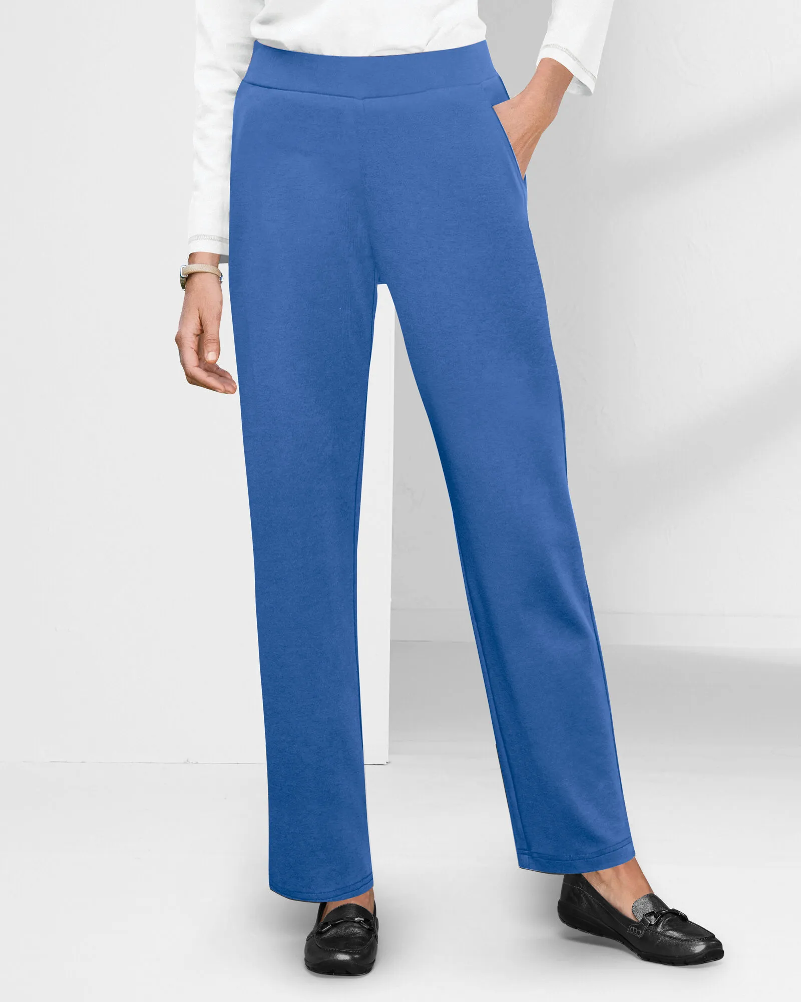 Appleseeds Women's Everyday Knit Straight-Leg Pants - Blue - PM ...