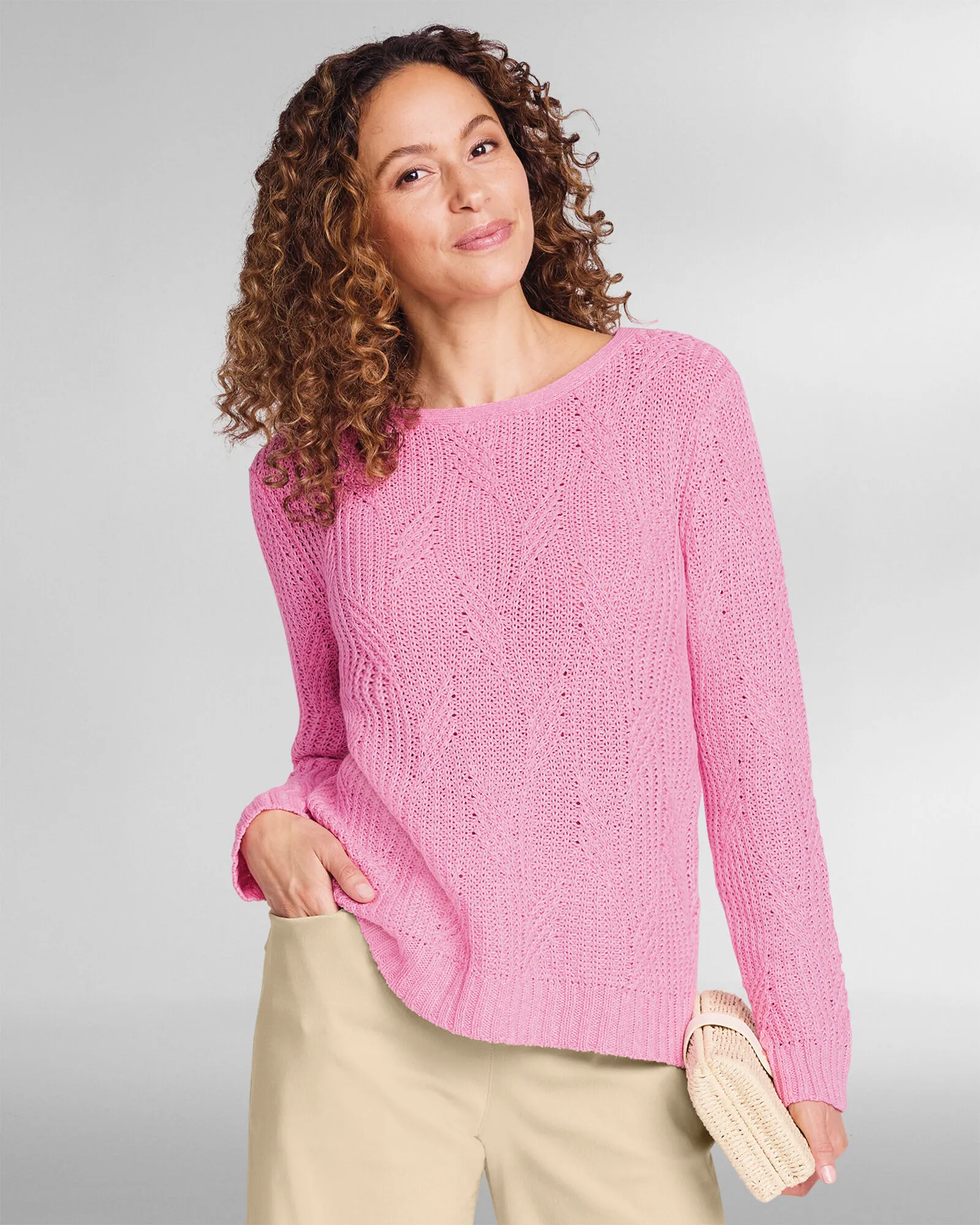 Appleseeds Women's Linen/Cotton Textured Pullover - Multi - PL - Petite ...