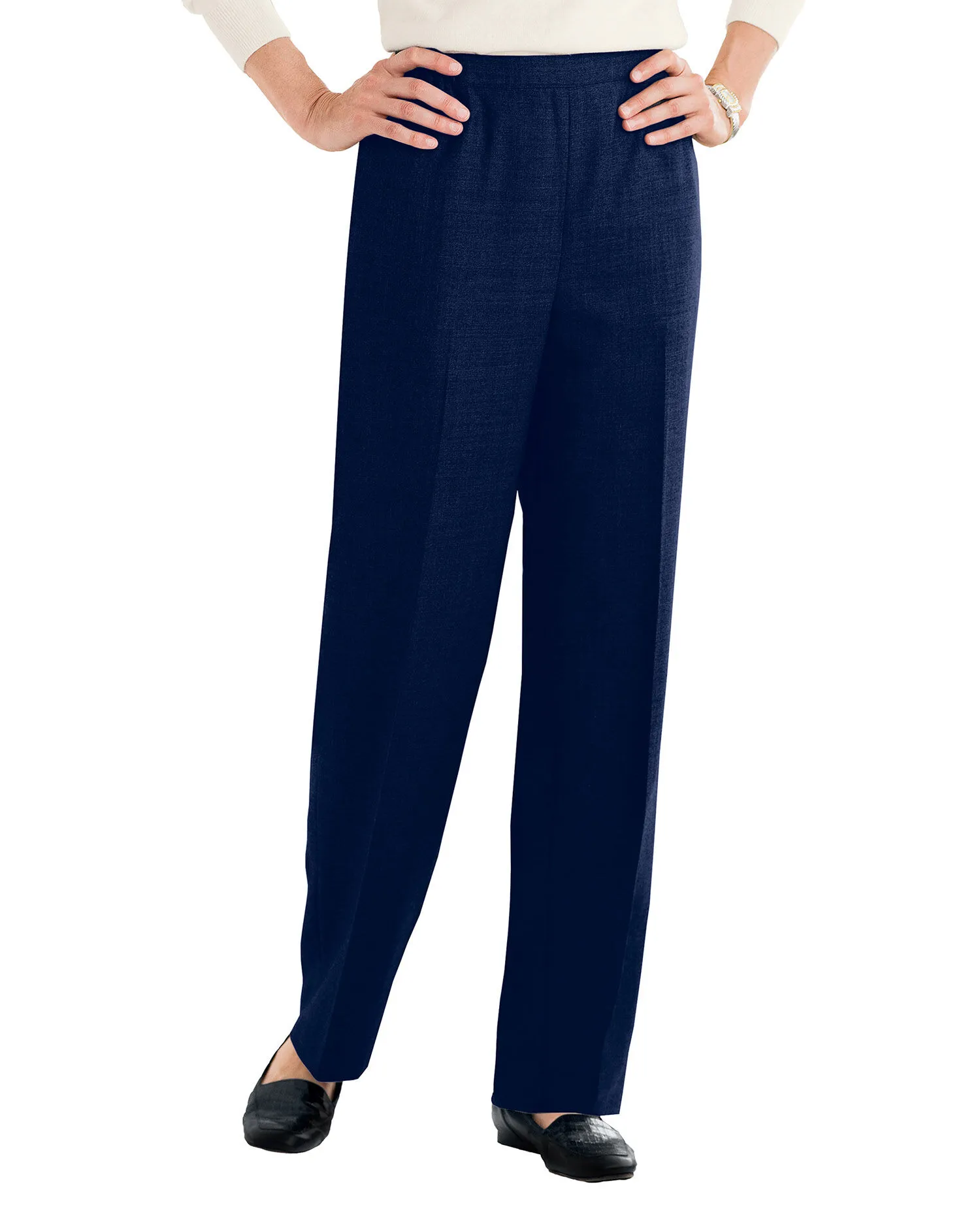 Appleseeds Women's Washable Gabardine Pull-On Pants - Blue - 14 ...