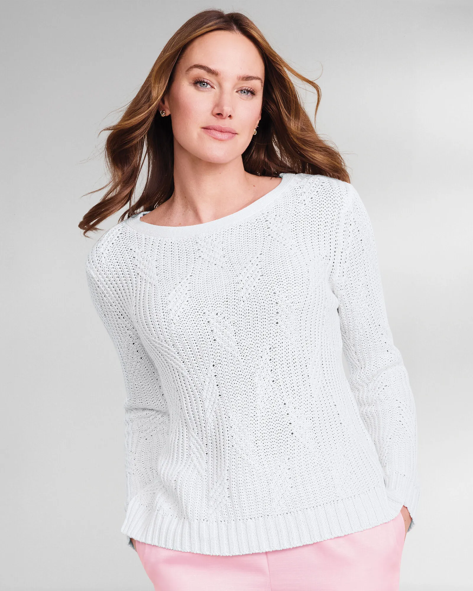 Appleseeds Women's Linen/Cotton Textured Pullover - White - L - Misses ...
