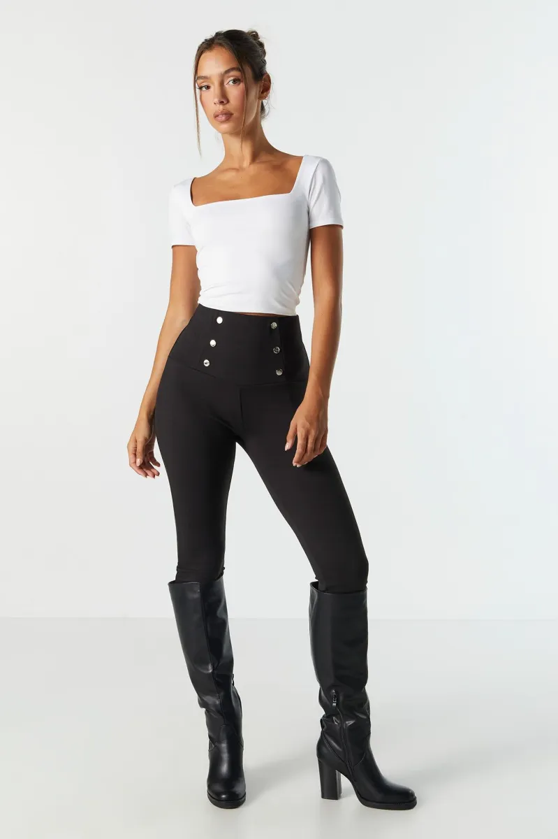 Solid Button Legging | Parallel