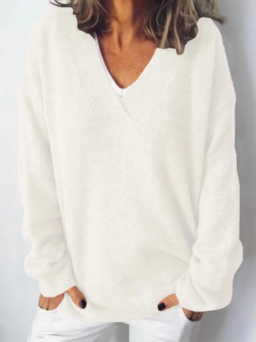 V-Neck Dropped Shoulder Sweater | Parallel