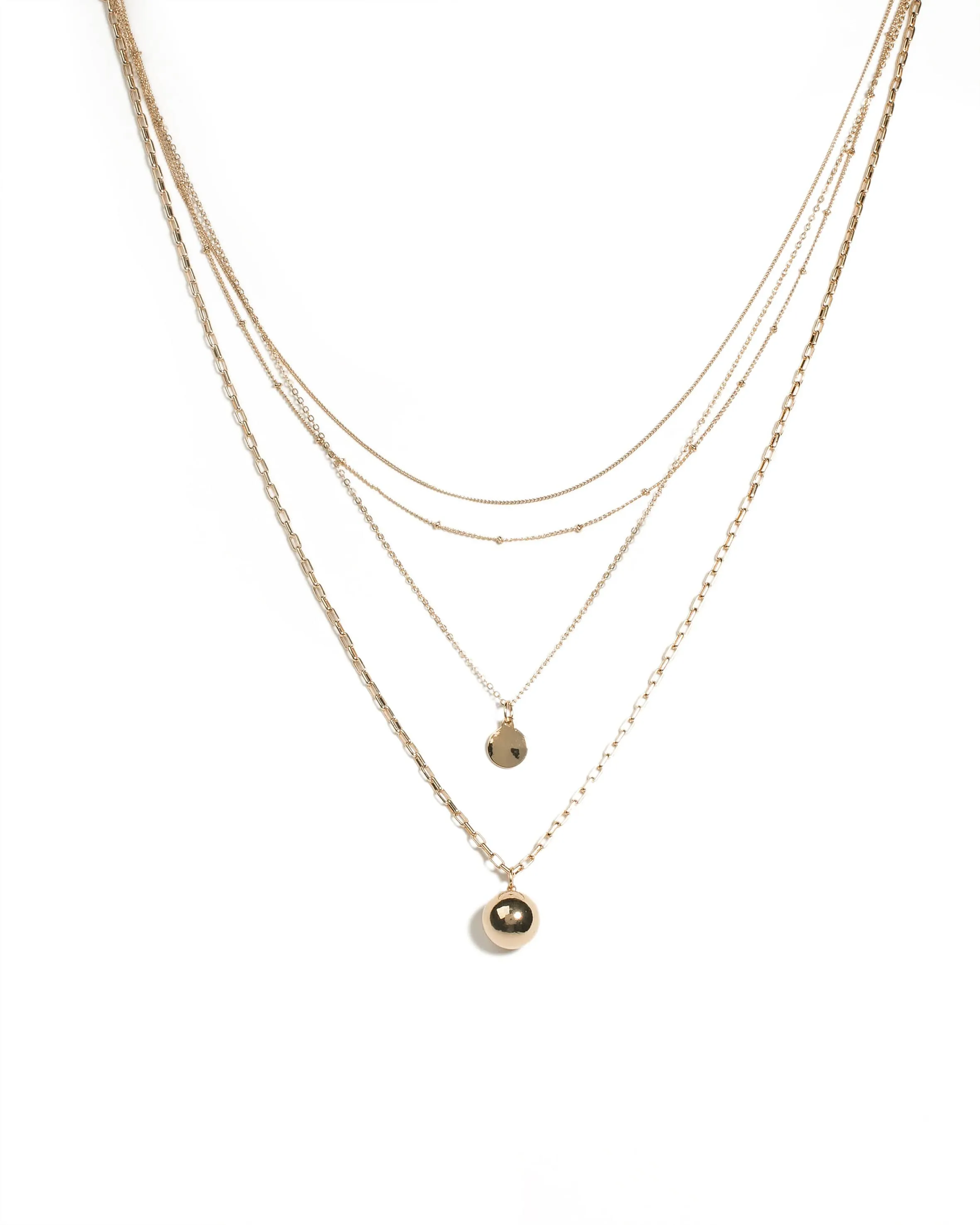 Gold Tone Multi Chain Layered Necklace | Parallel