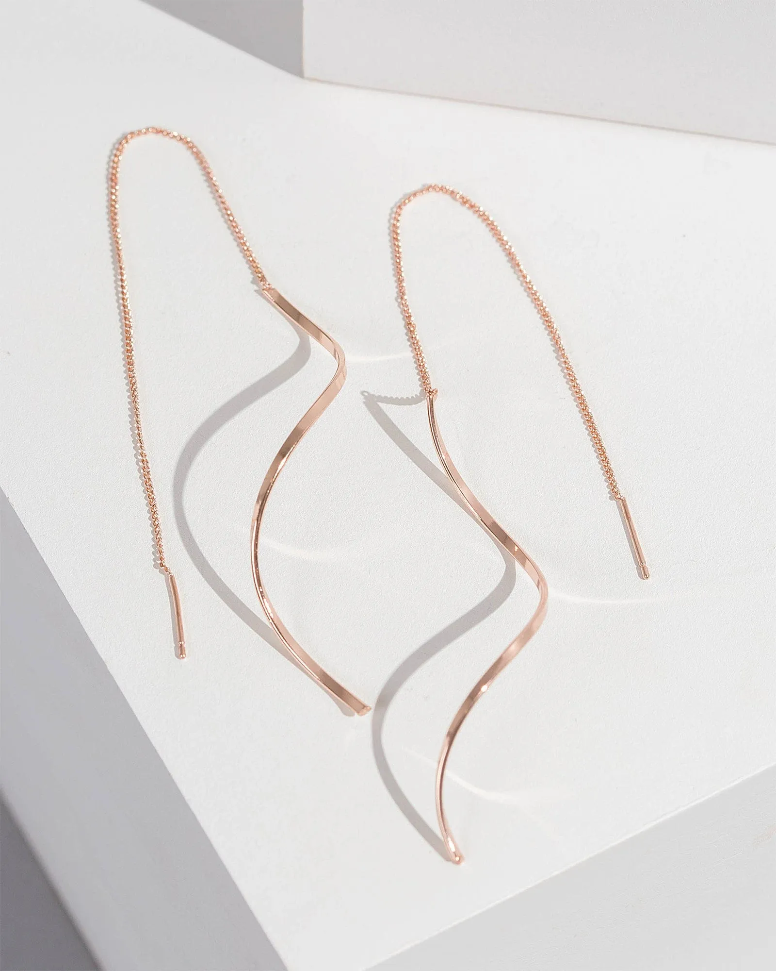 Rose Gold Spiral Bar Thread Through Earrings | Parallel