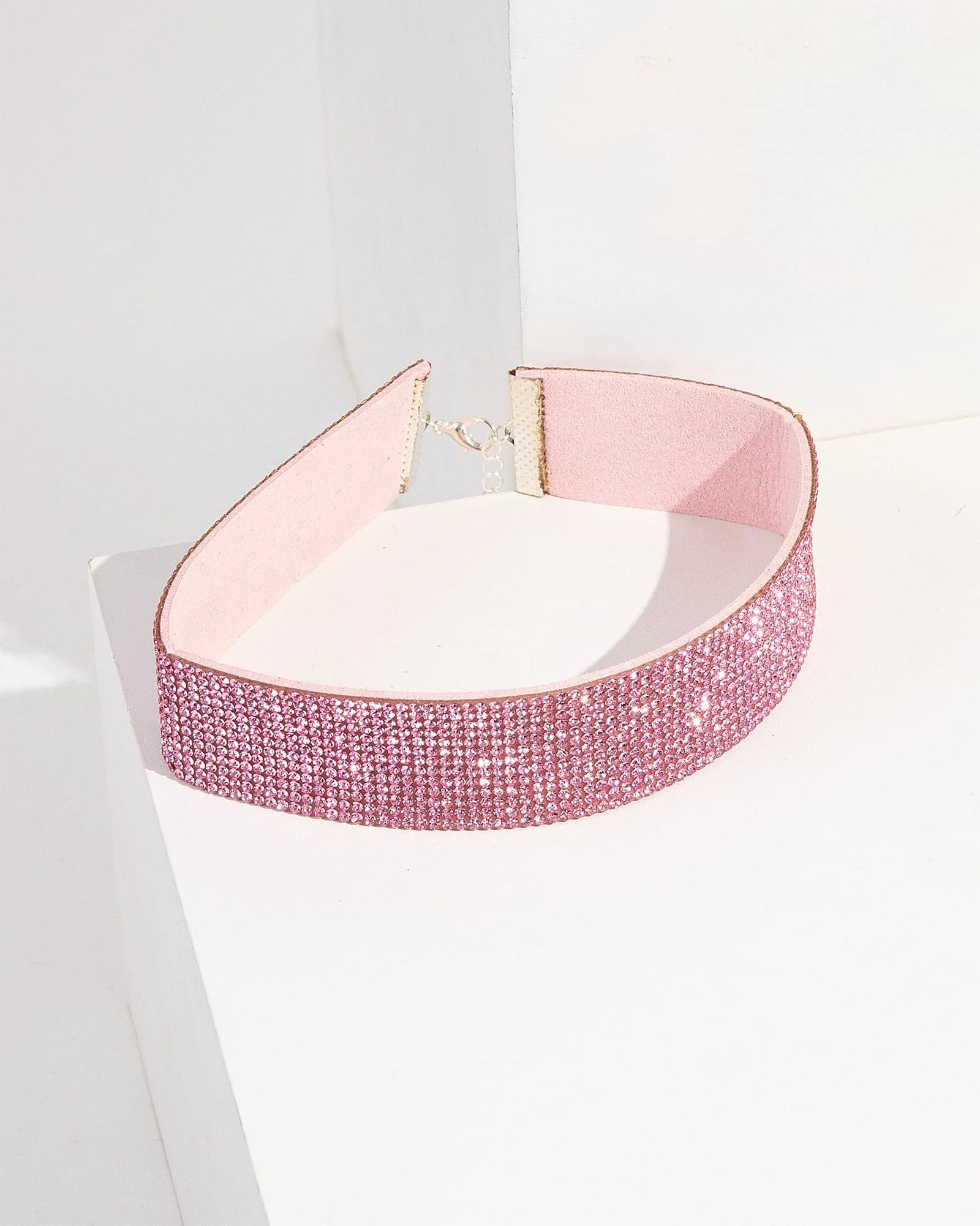 Pink Crystal Material Choker Necklace | Parallel