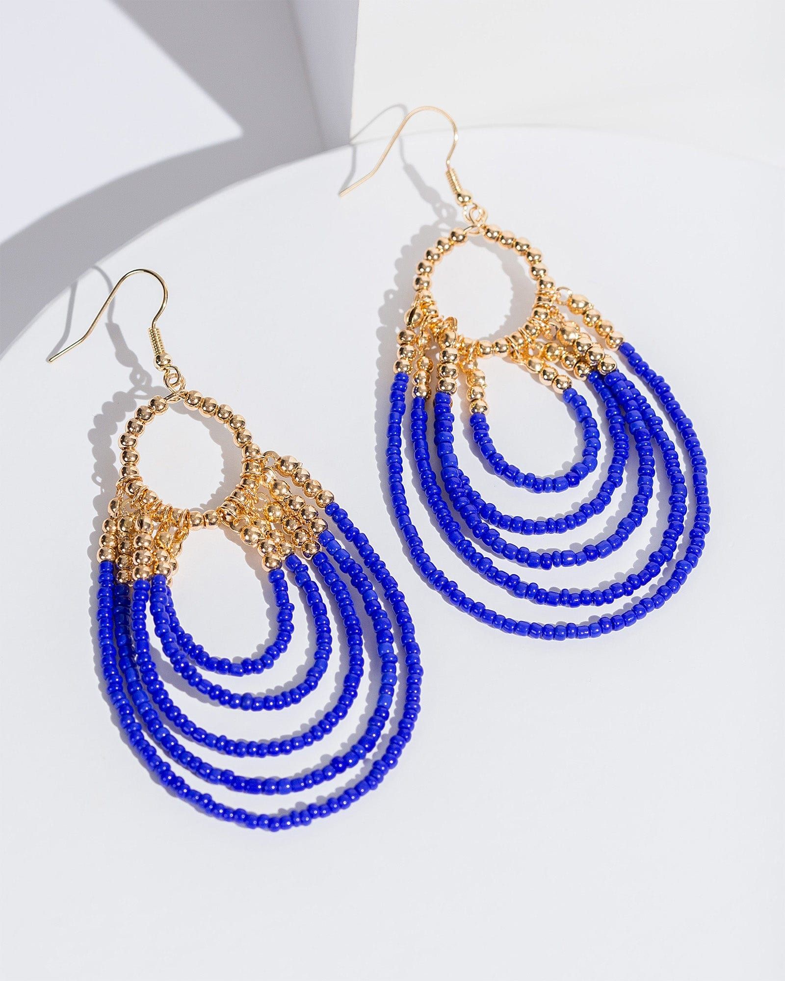 Blue Beaded Loops Statement Hook Earrings | Parallel