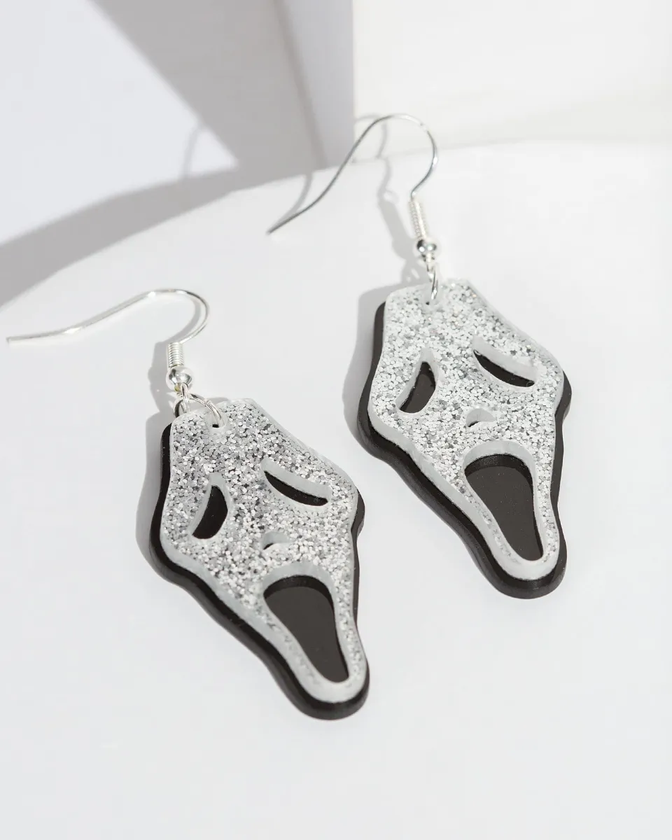 Silver Ghost Face Earrings | Parallel