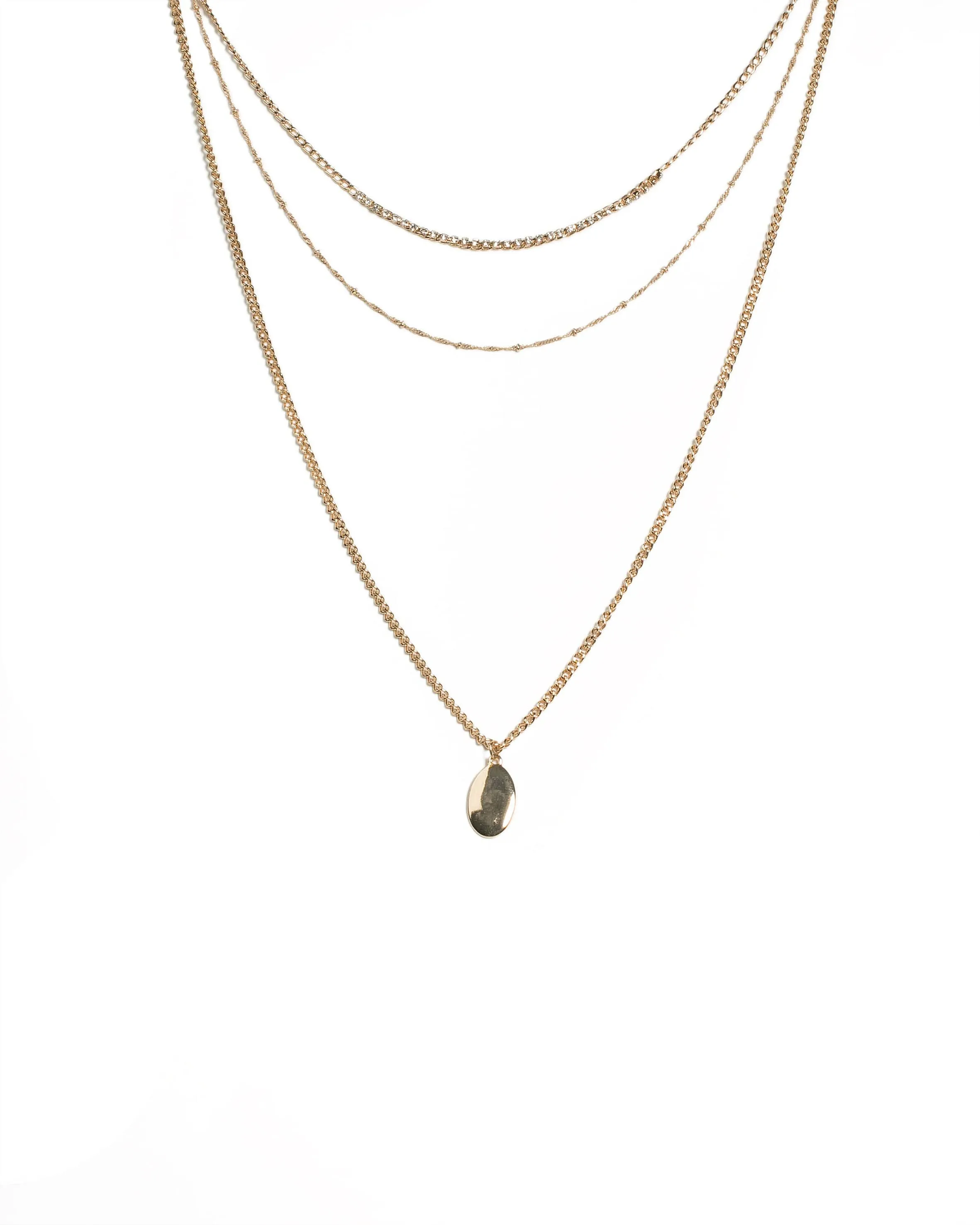 Gold Tone Heavy Chain Detailed Layered Necklace | Parallel