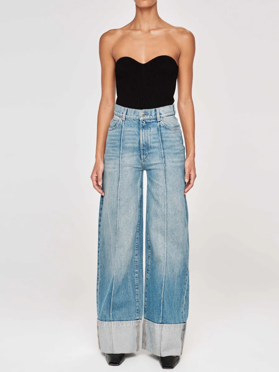 Hepburn Wide Leg High Rise 32" Jeans | Springdale Cuffed | Parallel