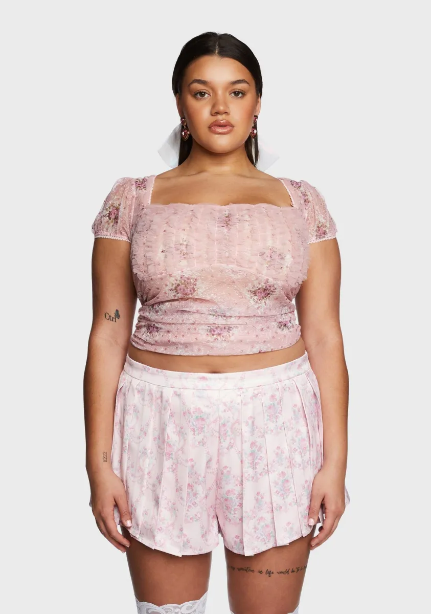 Plus Scandal Sheet Crop Top - Pink | Parallel