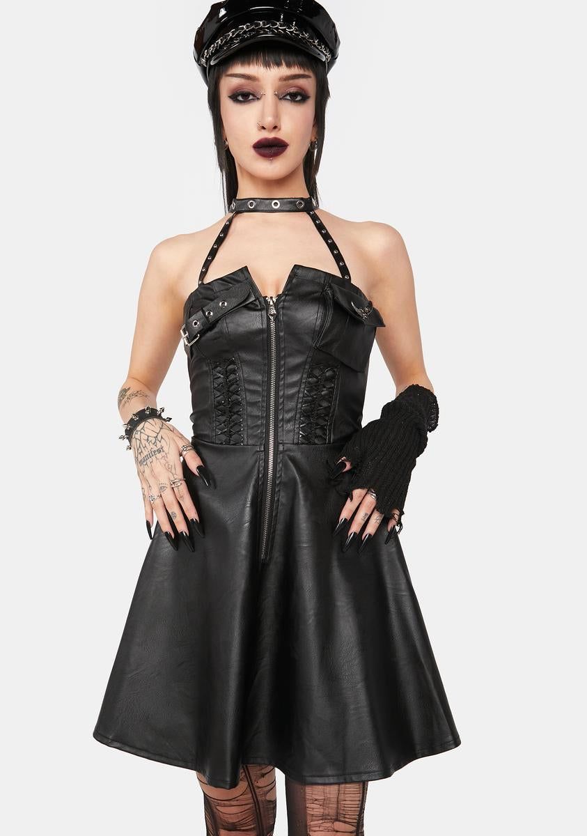 Punk Faux Leather Mini Dress | Parallel