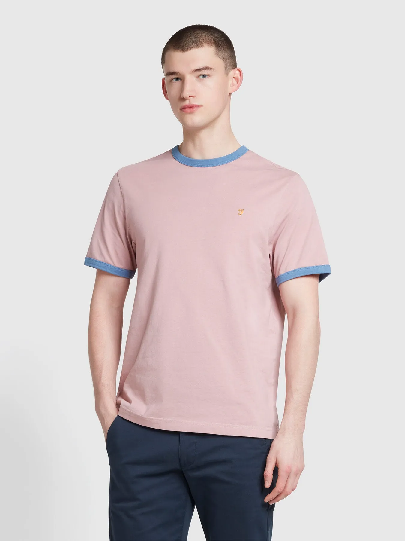 Groves Regular Fit Ringer T-Shirt In Dark Pink | Parallel