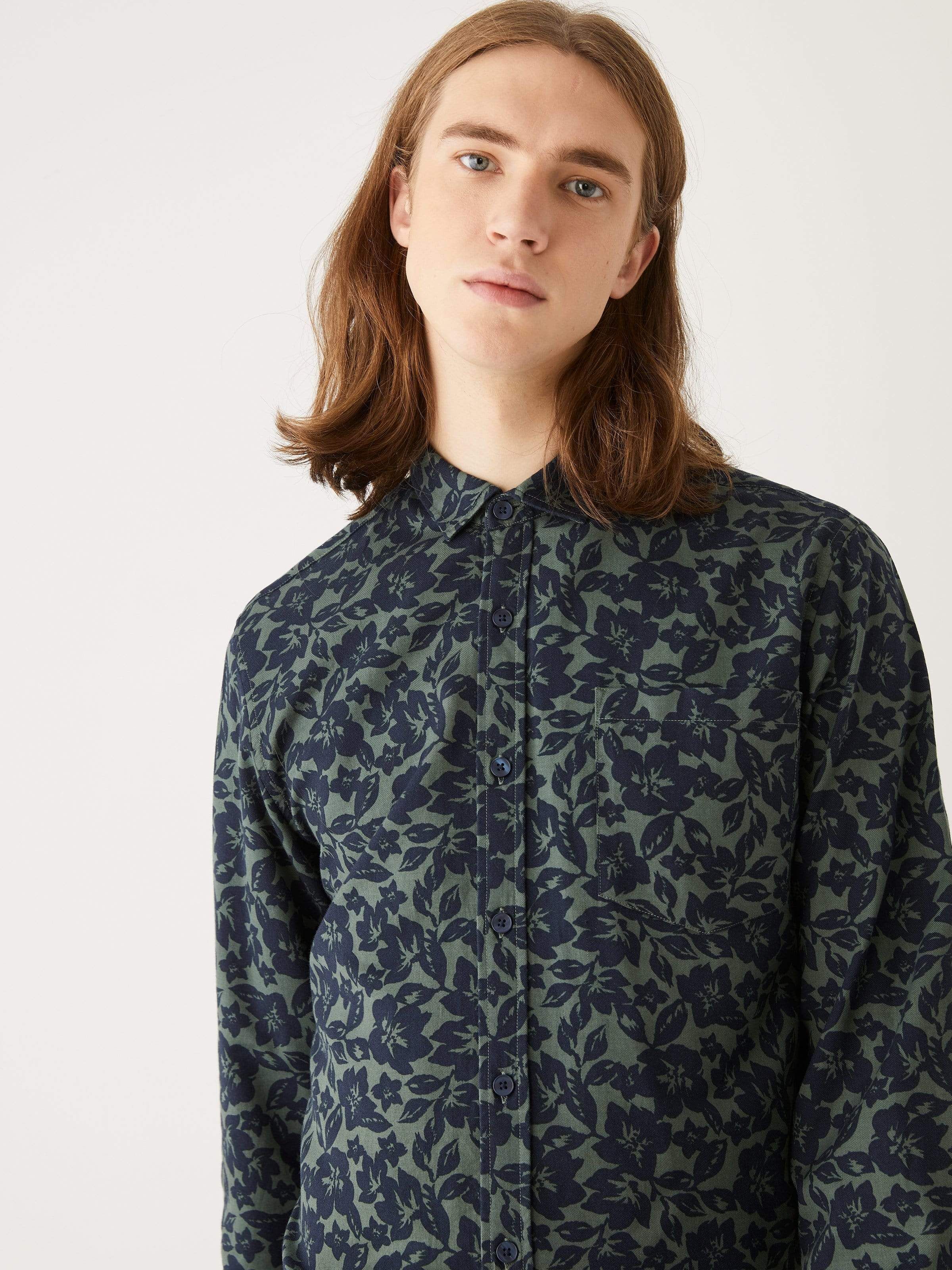 The Printed Fluid Shirt in Deep Blue | Parallel