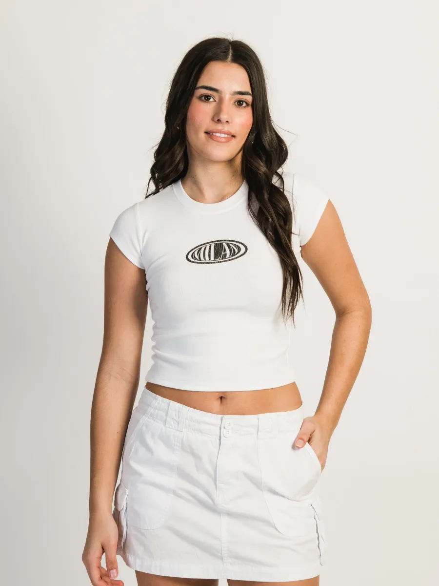 HARLOW FLAT RIB BABY PRINT TEE - WHITE | Parallel
