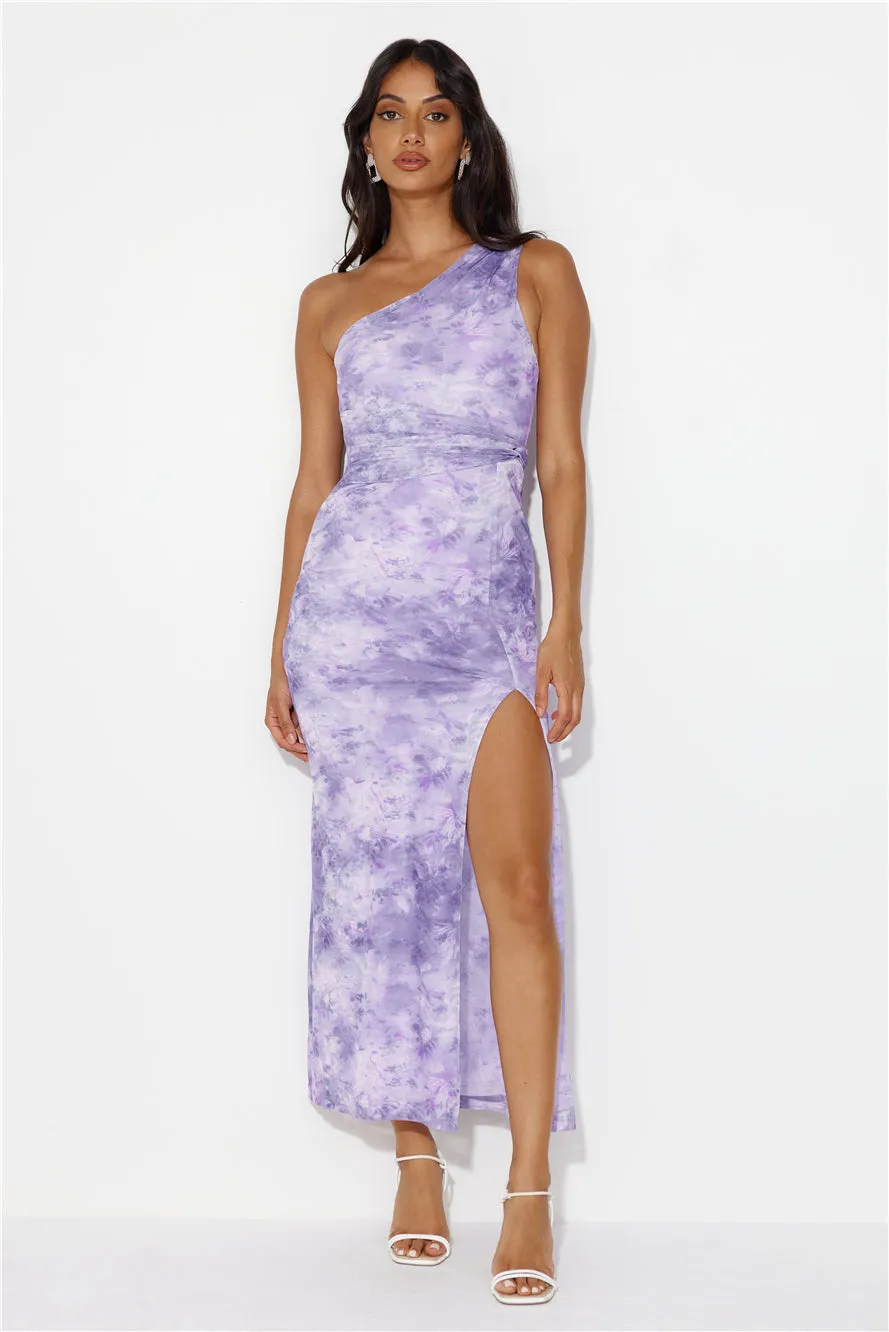 Make A Commotion One Shoulder Mesh Maxi Dress Purple | Parallel