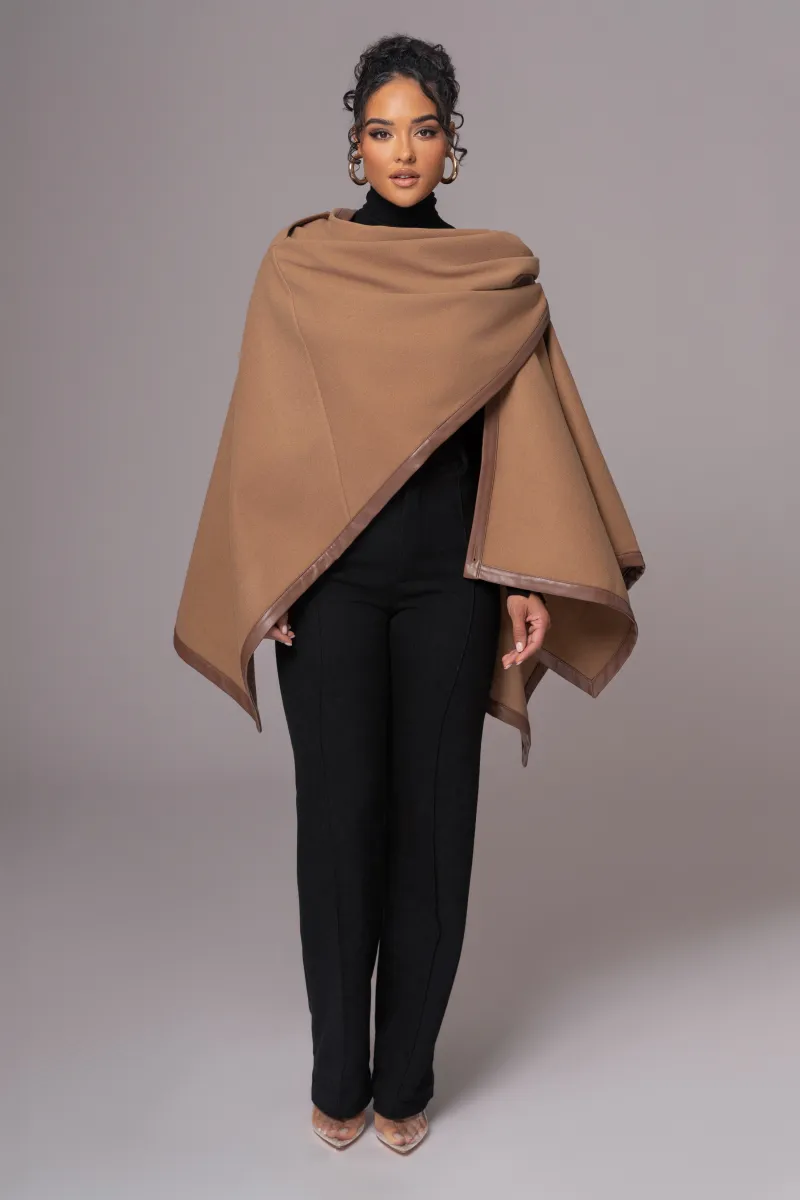 Camel Felt And Faux Leather Shawl | Parallel