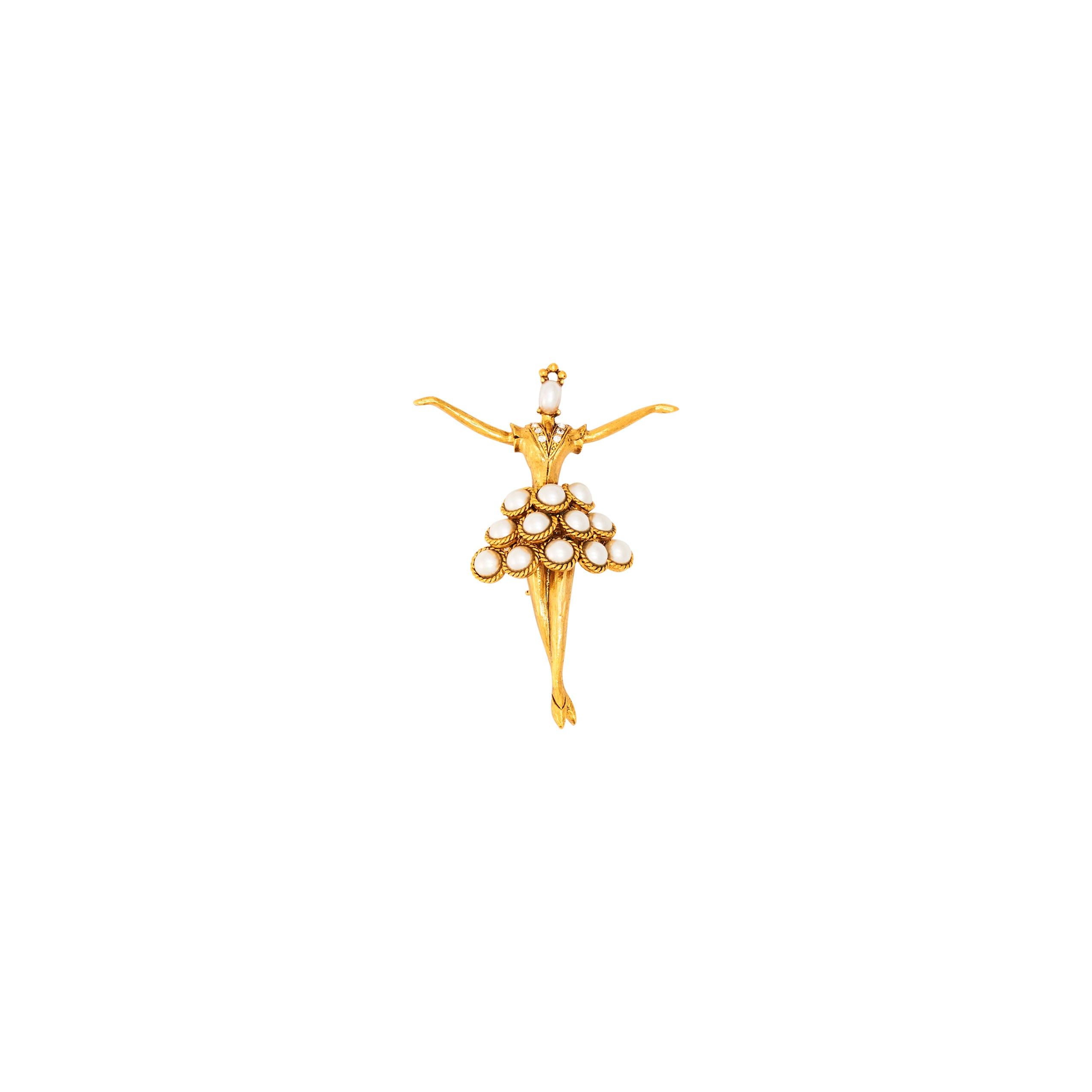 Antique Gold & Pearl Ballerina Pin | Parallel