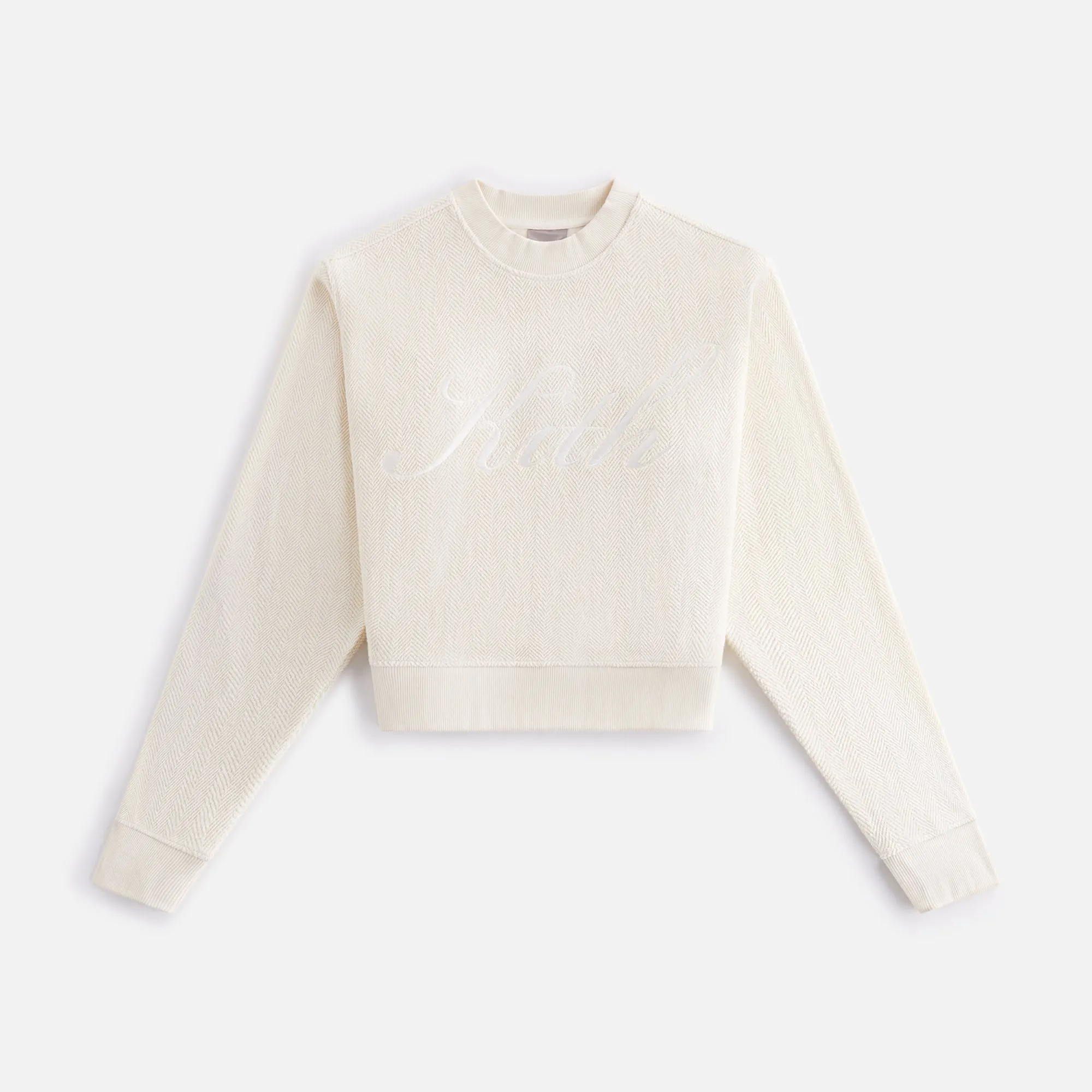Kith Women Haylen Kith Script Herringbone Terry Crewneck - Waffle ...