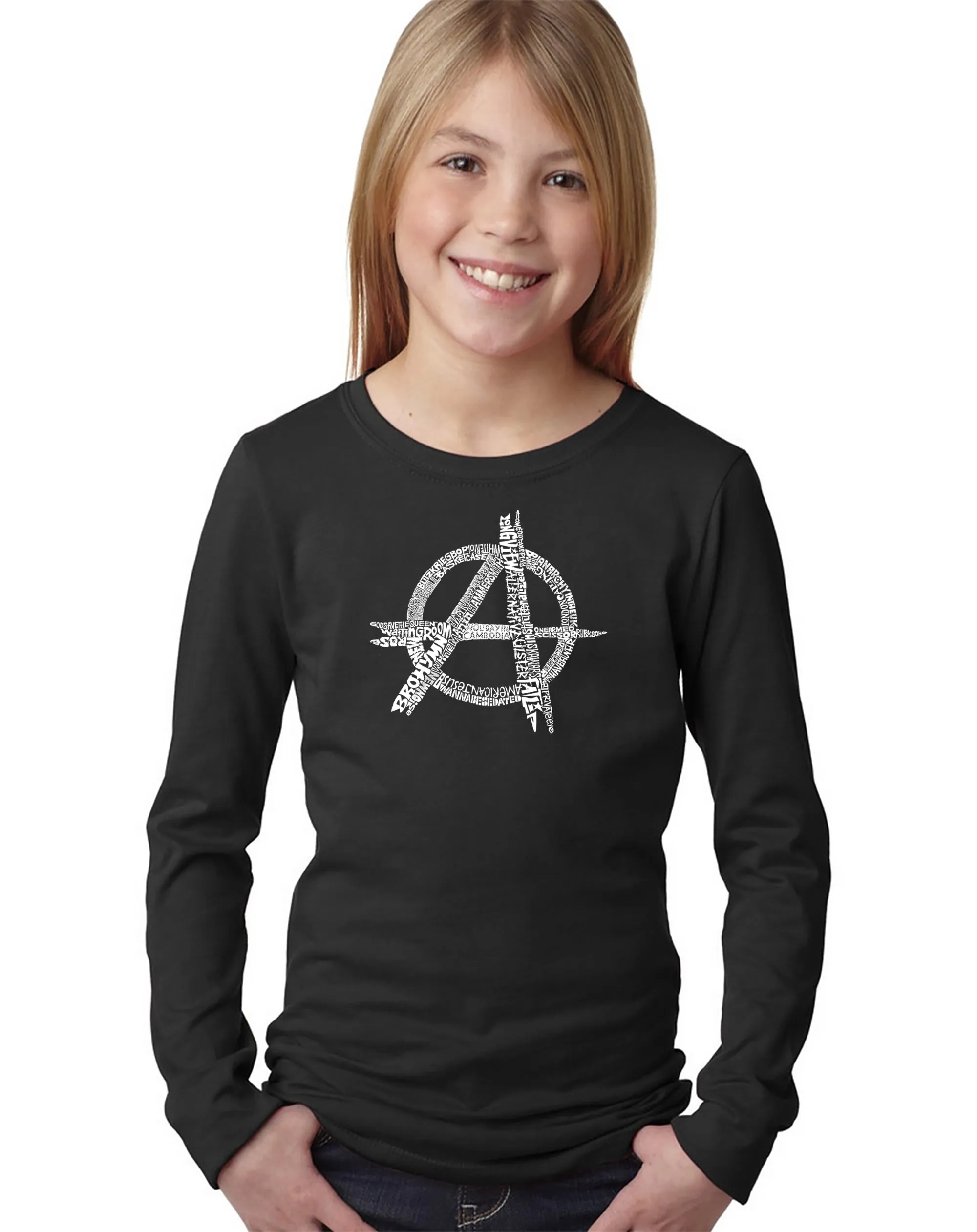 LA Pop Art Girl's Word Art Long Sleeve - GREAT ALL TIME PUNK SONGS ...