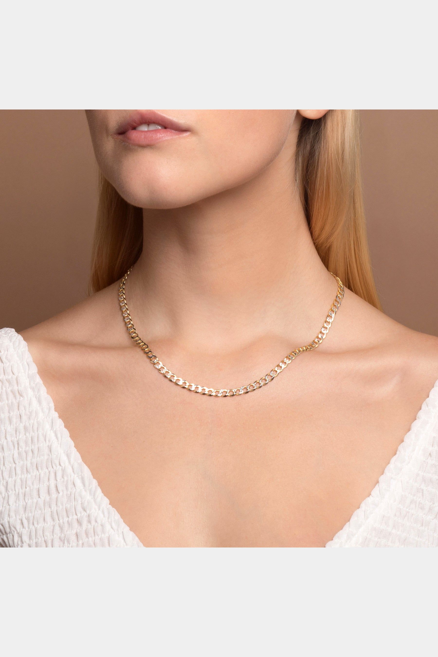 Two Tone Diamond Cut Cuban Chain Necklace | Parallel