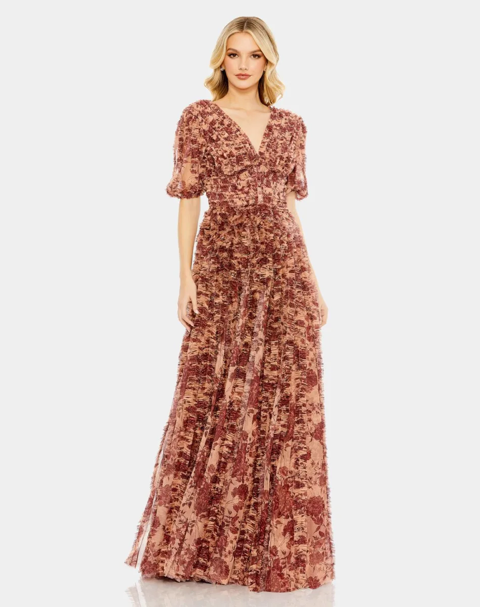 Mesh V-Neck Floral Dress | Parallel