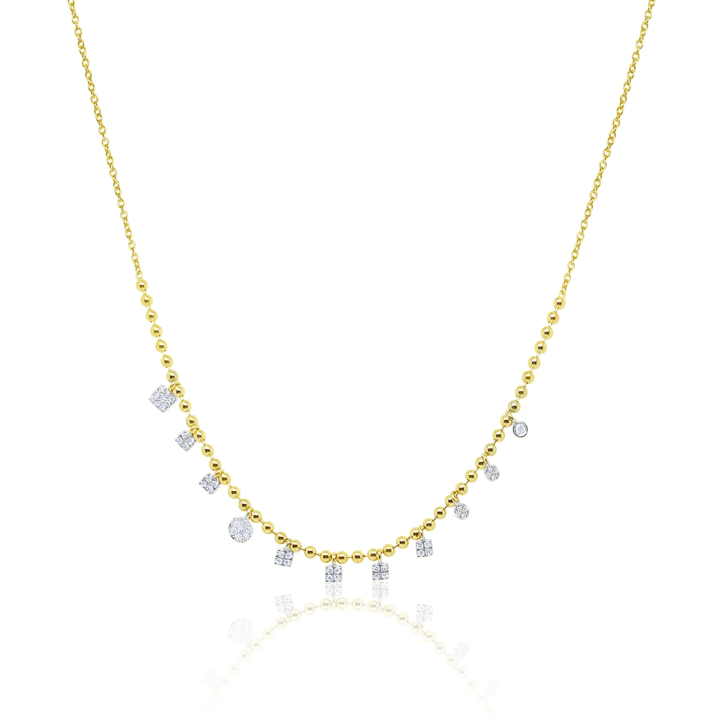 Yellow Gold Ball Chain and Diamond Charm Necklace | Parallel