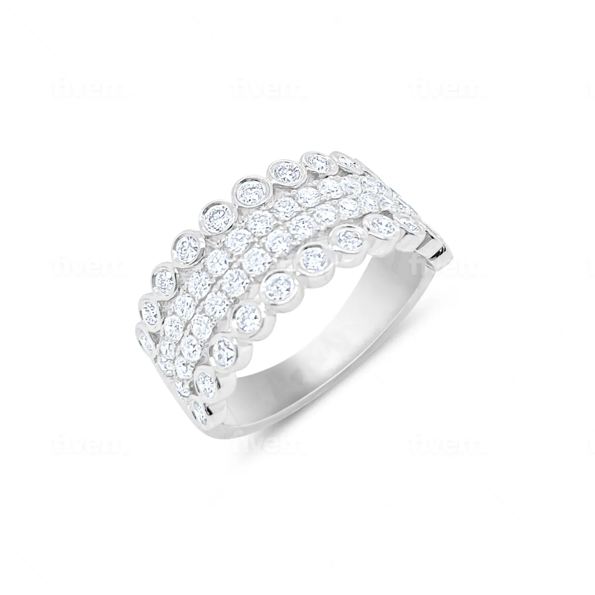 White Gold Multilayer Diamond Ring | Parallel