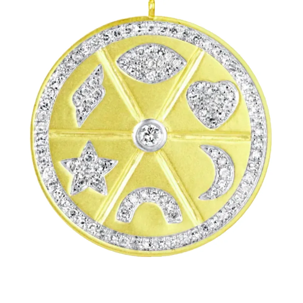 14kt Yellow Gold Diamond Symbol Disc | Parallel
