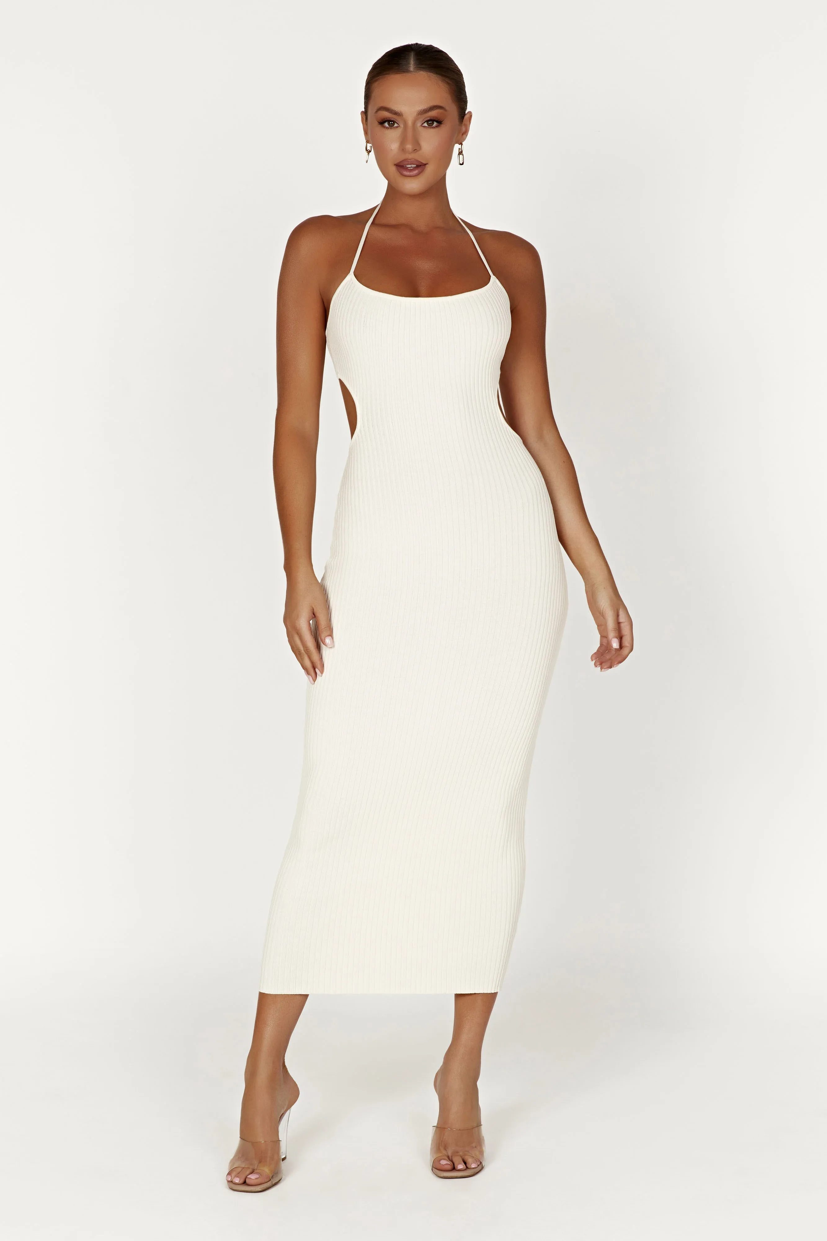 Morgan Halter Knit Midi Dress - Cream | Parallel