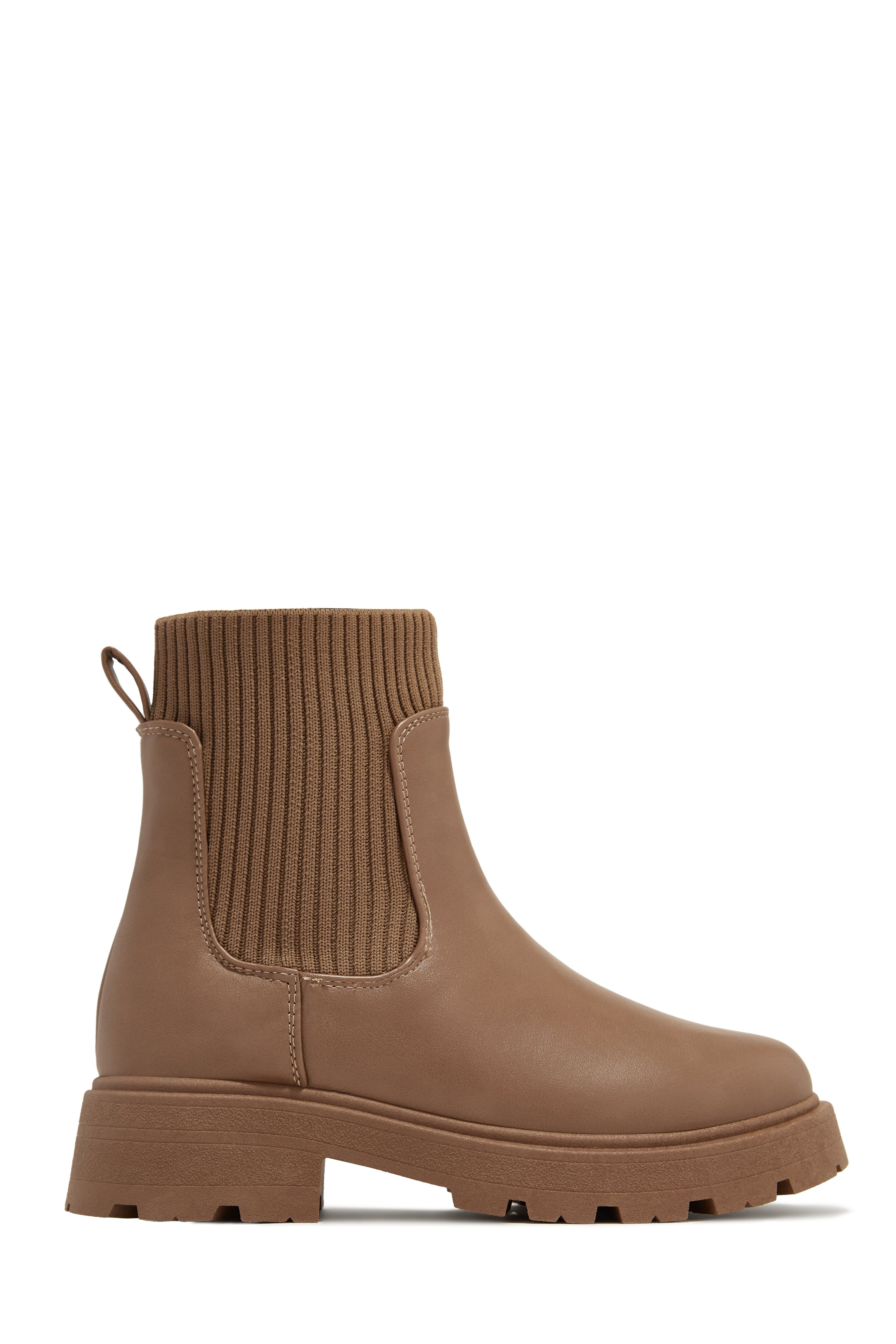 Charley Rib Knit Ankle Boots - Tan | Parallel