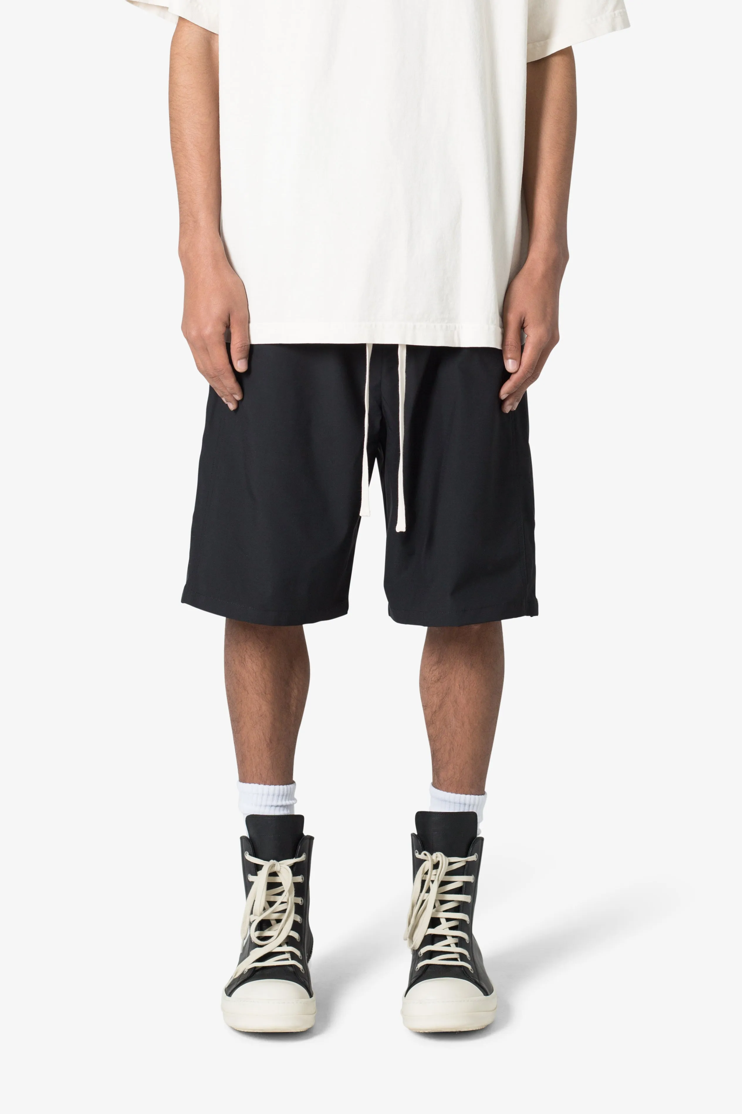Side Snap Nylon Shorts - Black | Parallel