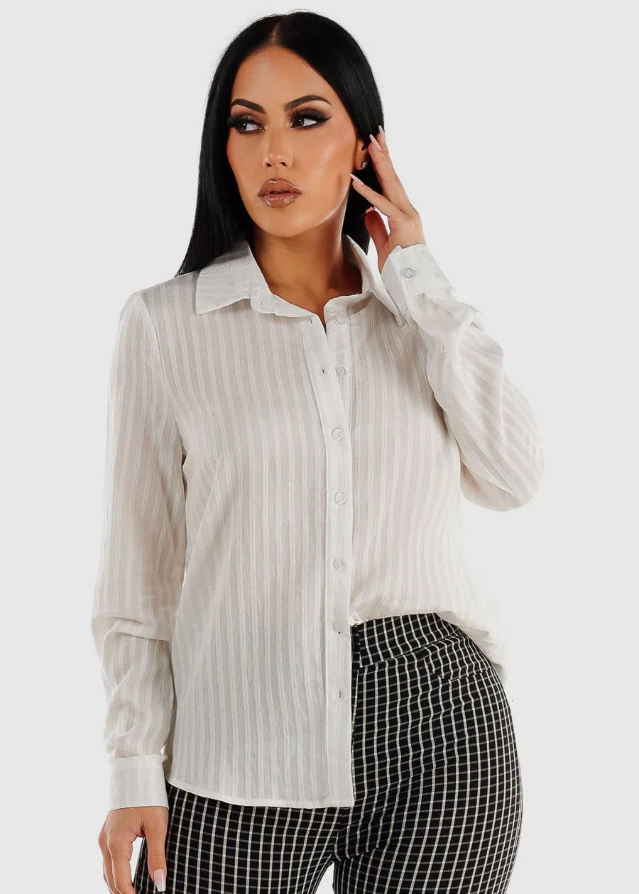White Long Sleeve Button Down Tunic Shirt | Parallel