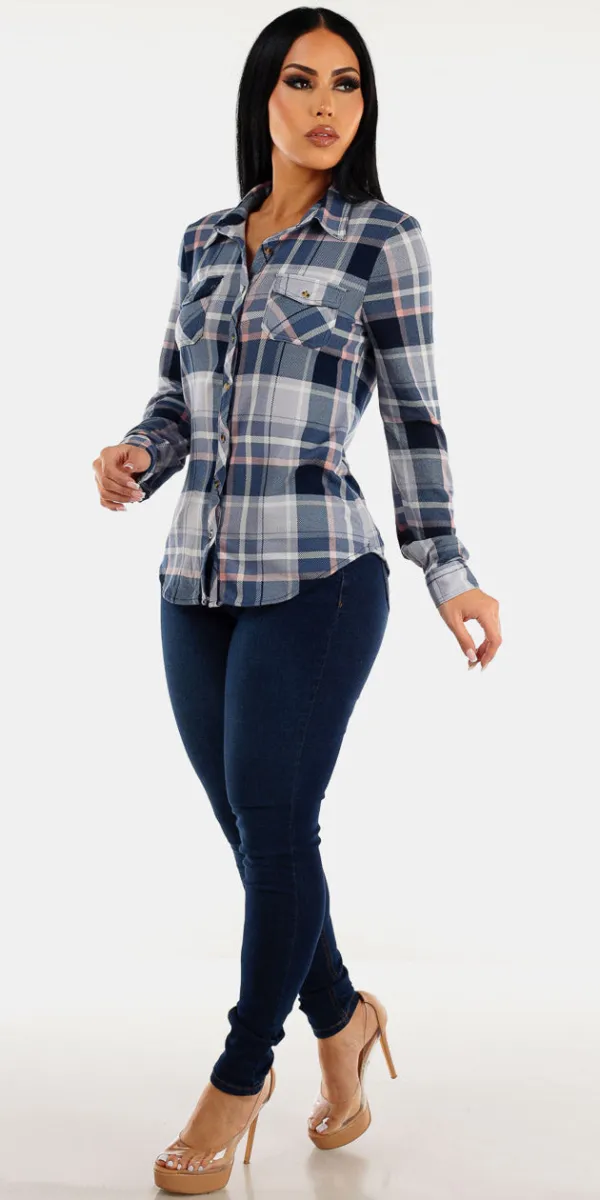 Blue Plaid & Dark Denim Outfit | Parallel
