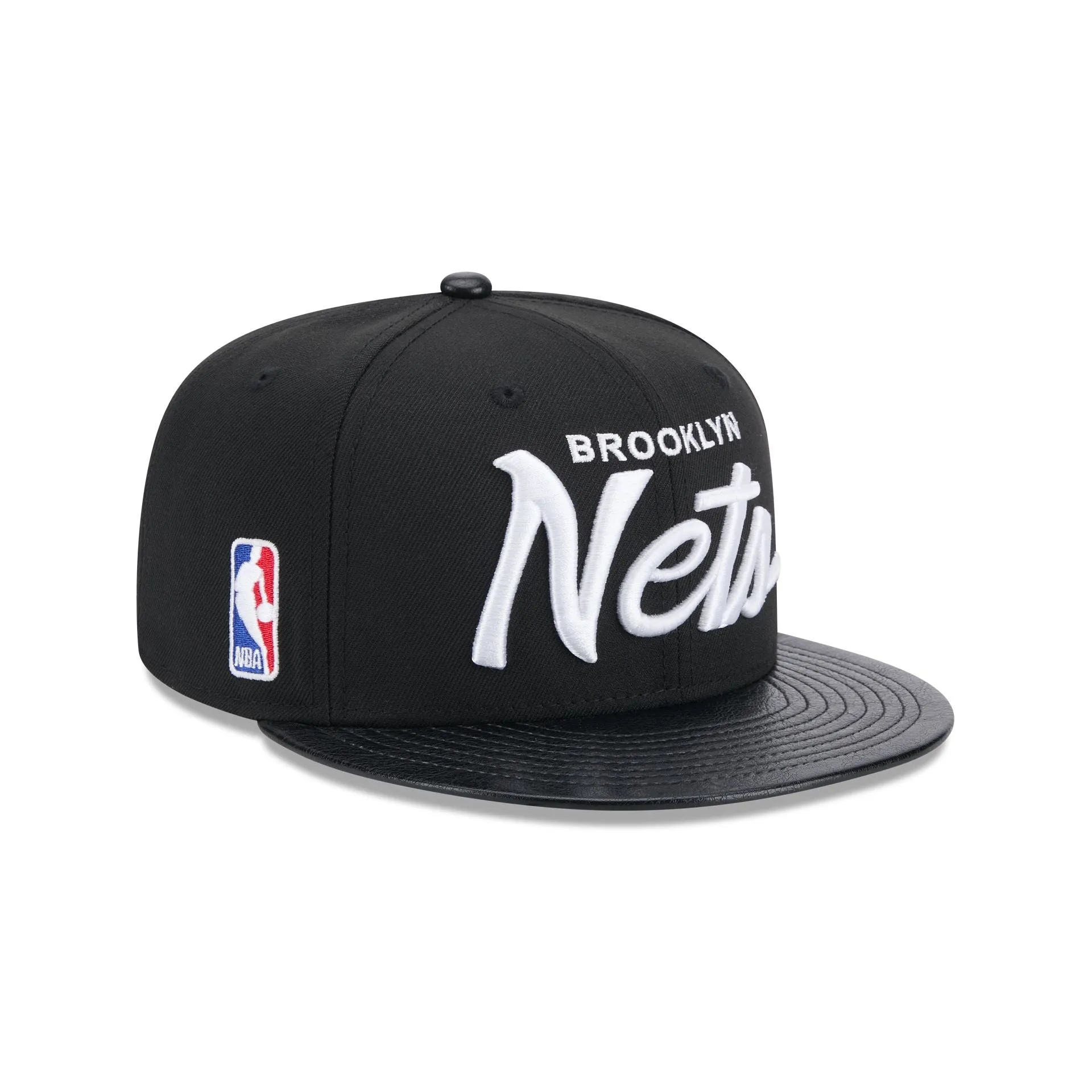 Brooklyn Nets Faux Leather Visor 9FIFTY Snapback Hat | Parallel