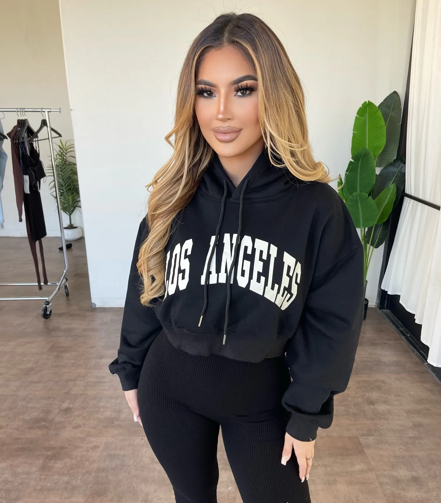 Cynthia "Los Angeles" Printed Hoodie(Black) | Parallel