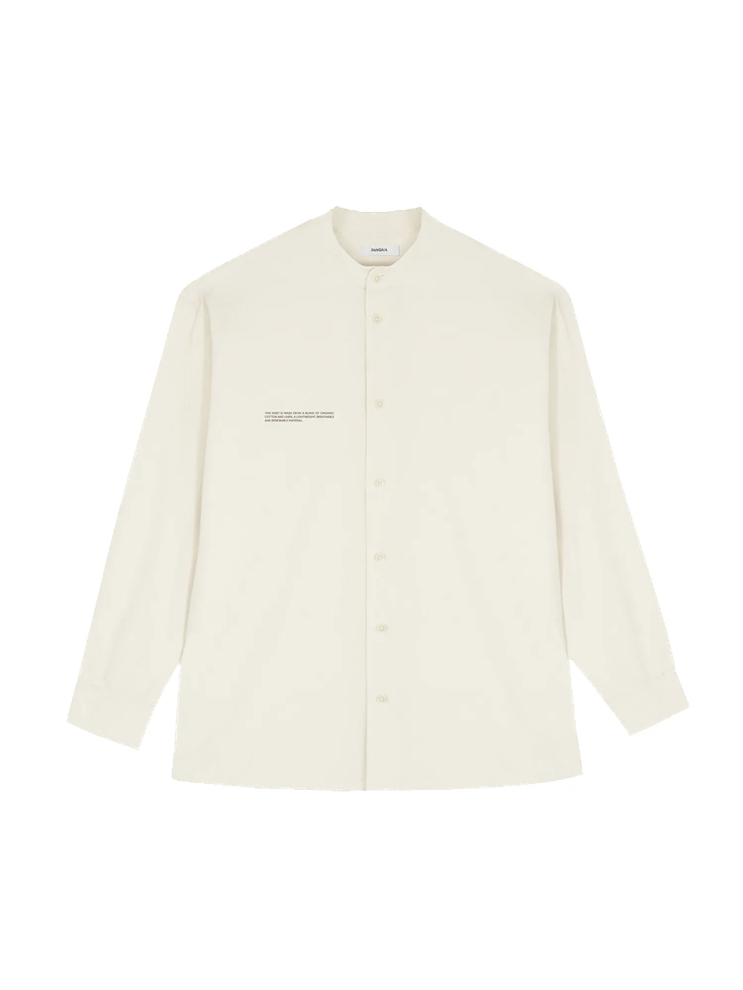 Mens Organic Cotton Linen Mandarin Collar Long-Sleeve Shirt—limestone ...
