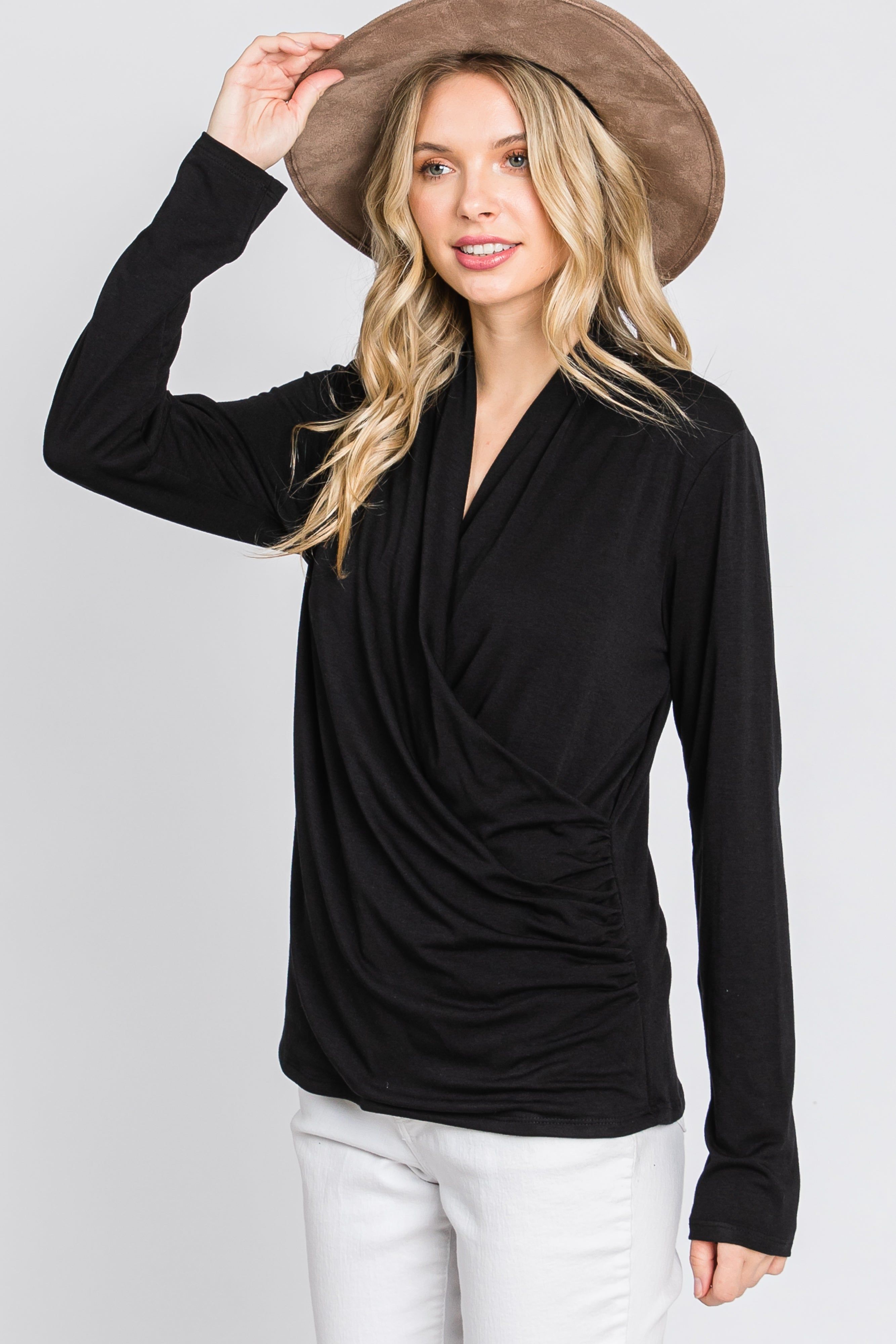 Black Draped Wrap Nursing Top | Parallel