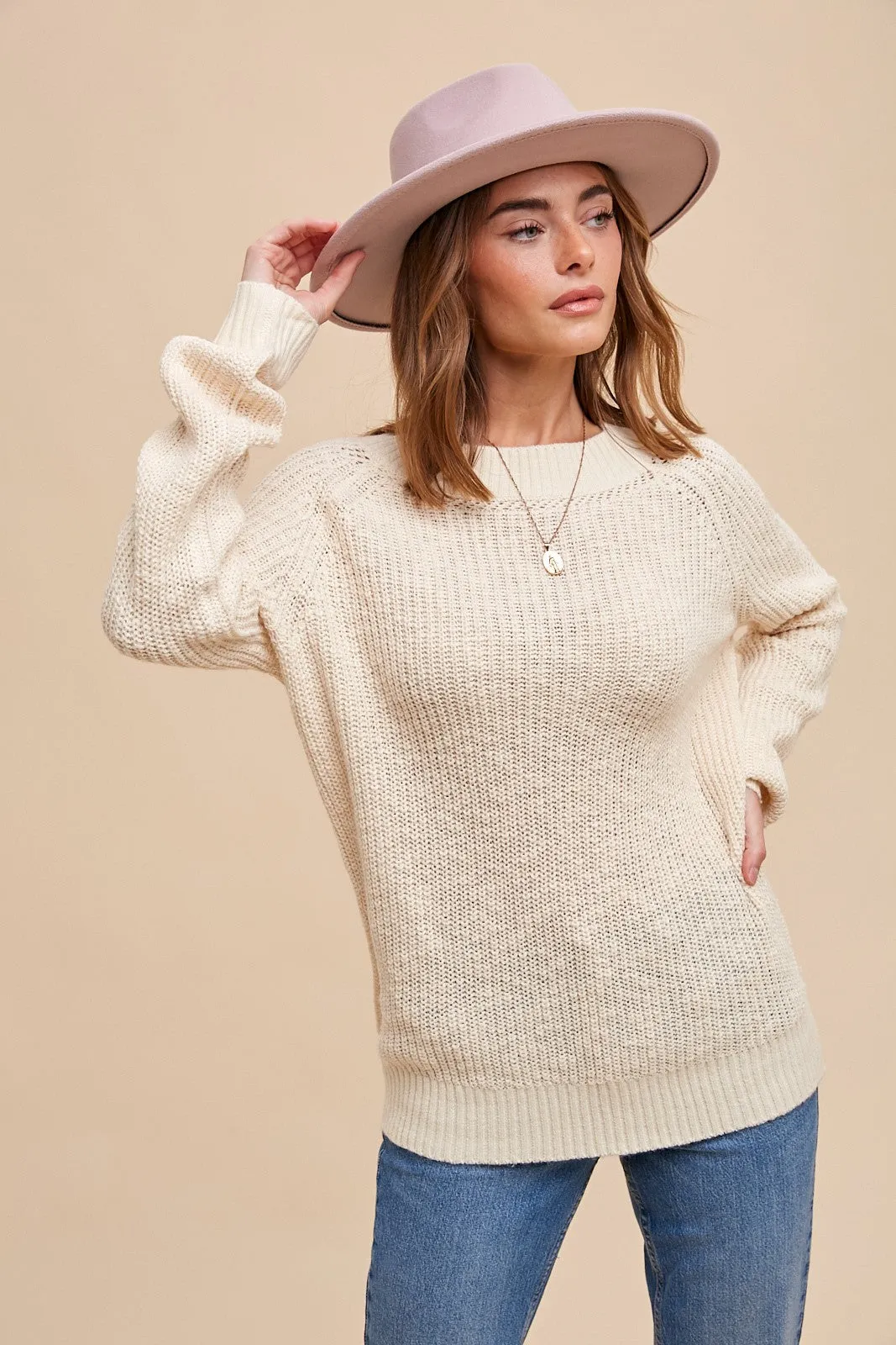 Cream Open Knit Sweater | Parallel