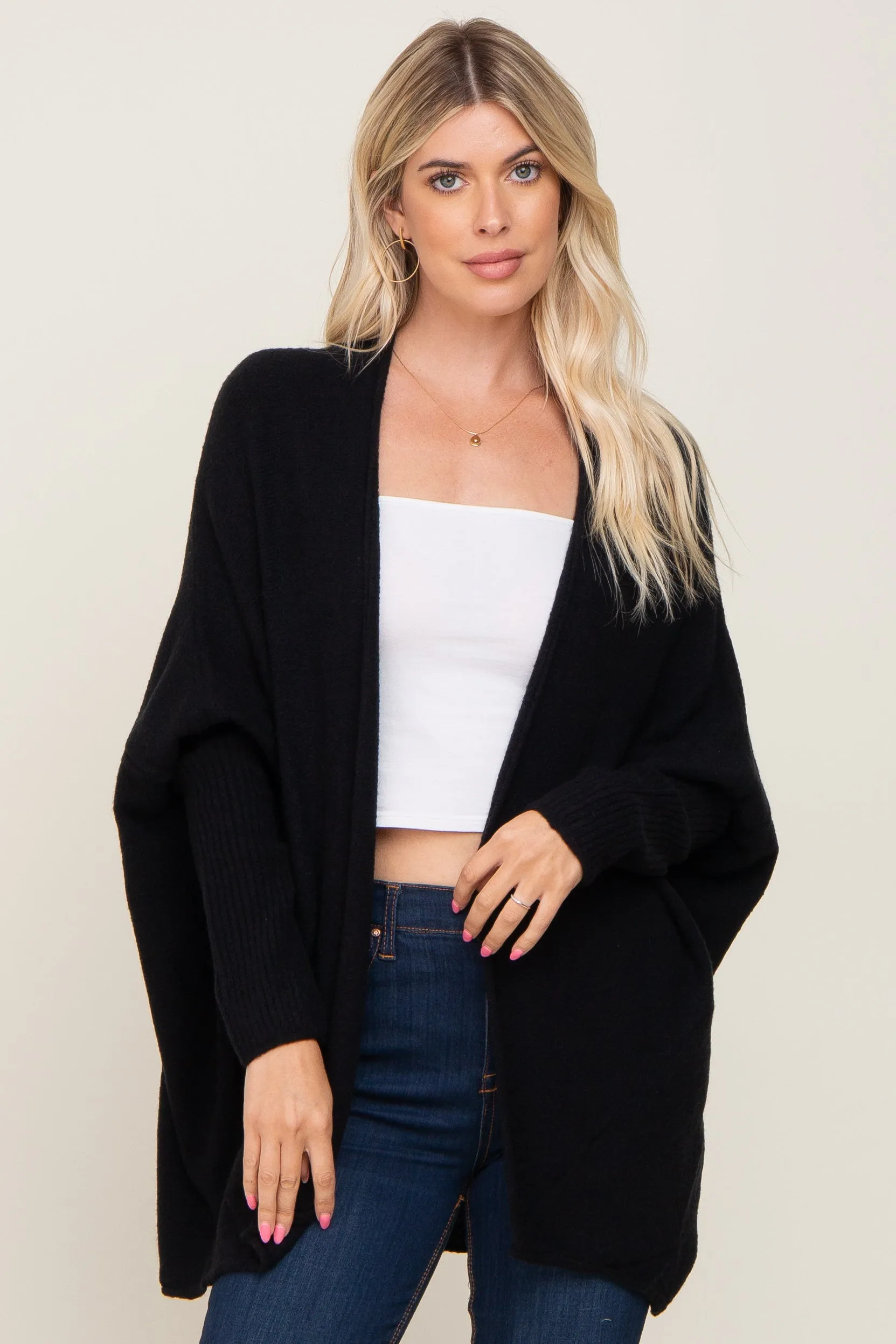 Black Dolman Sleeve Cardigan Sweater | Parallel
