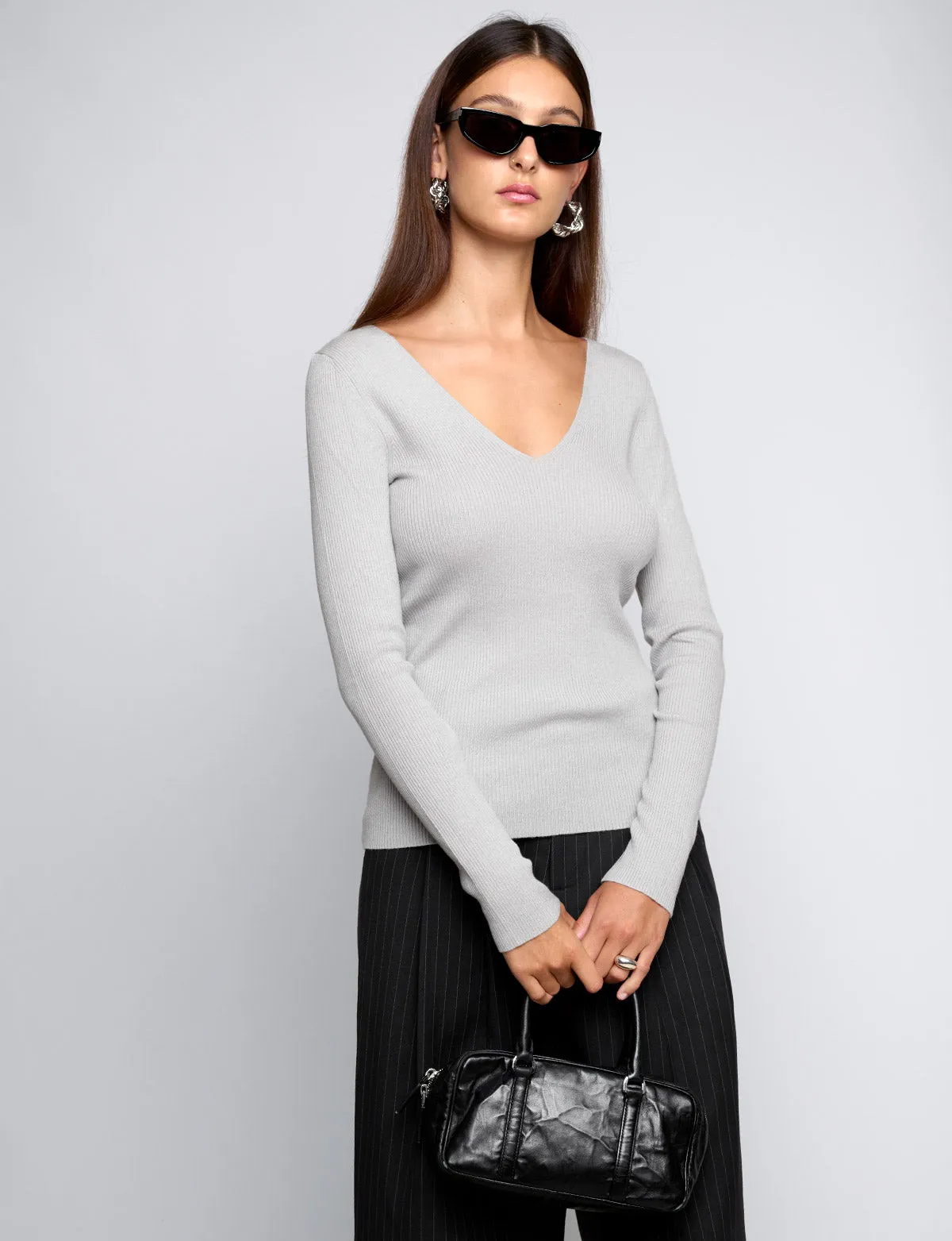Deep V-neck Knit Top | Parallel